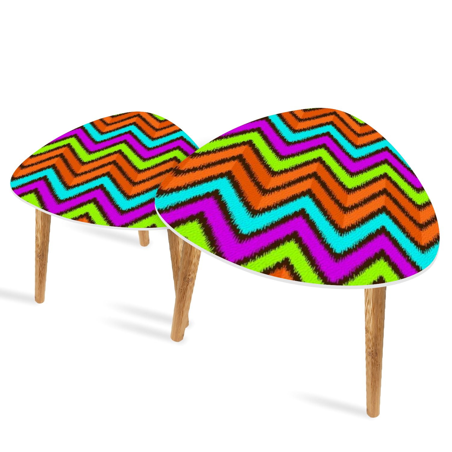 Triangle End Tables Set of 2 Seamless boho wavy pattern ethnic tribal ...