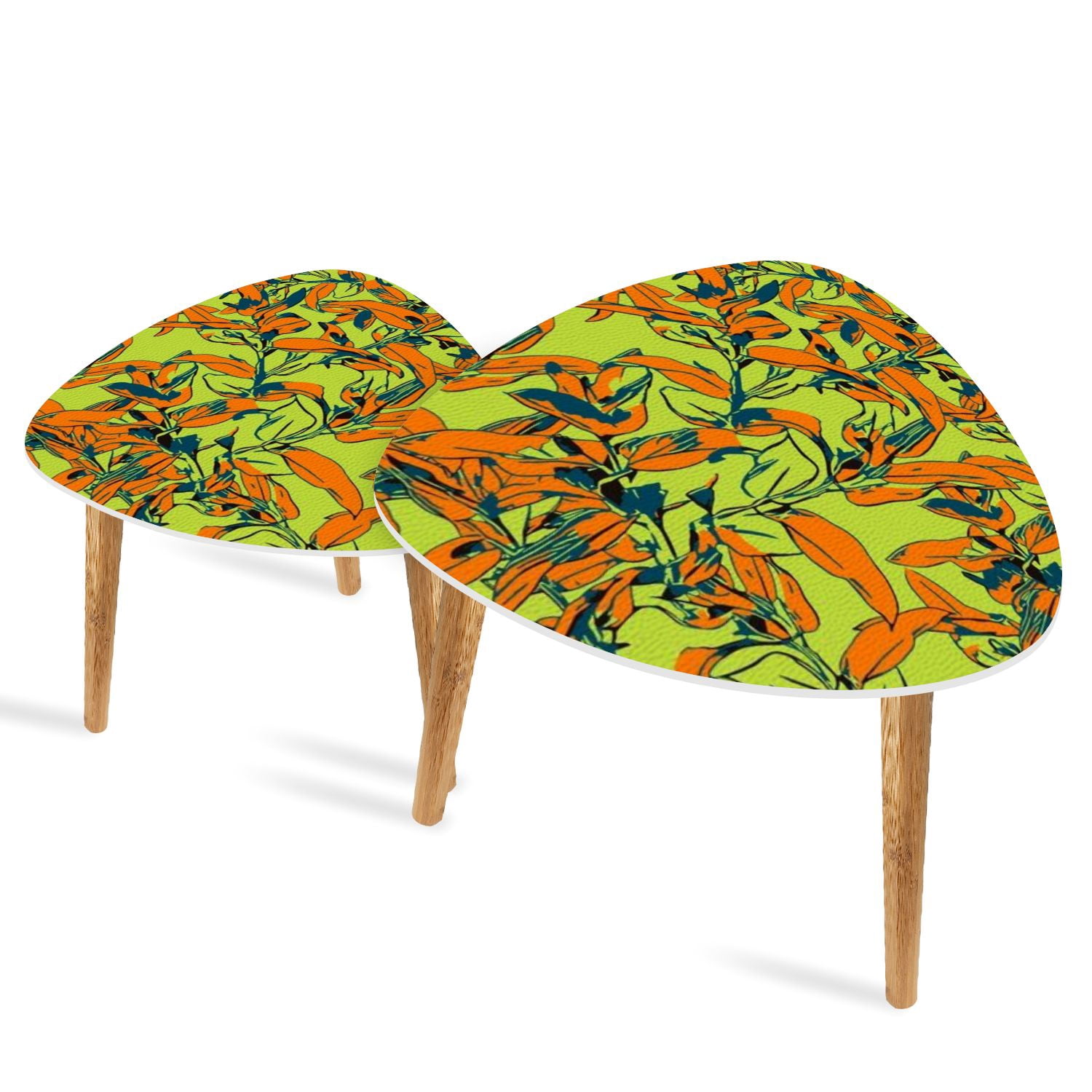 Triangle End Tables Set of 2 Seamless floral pattern branches leaves ...