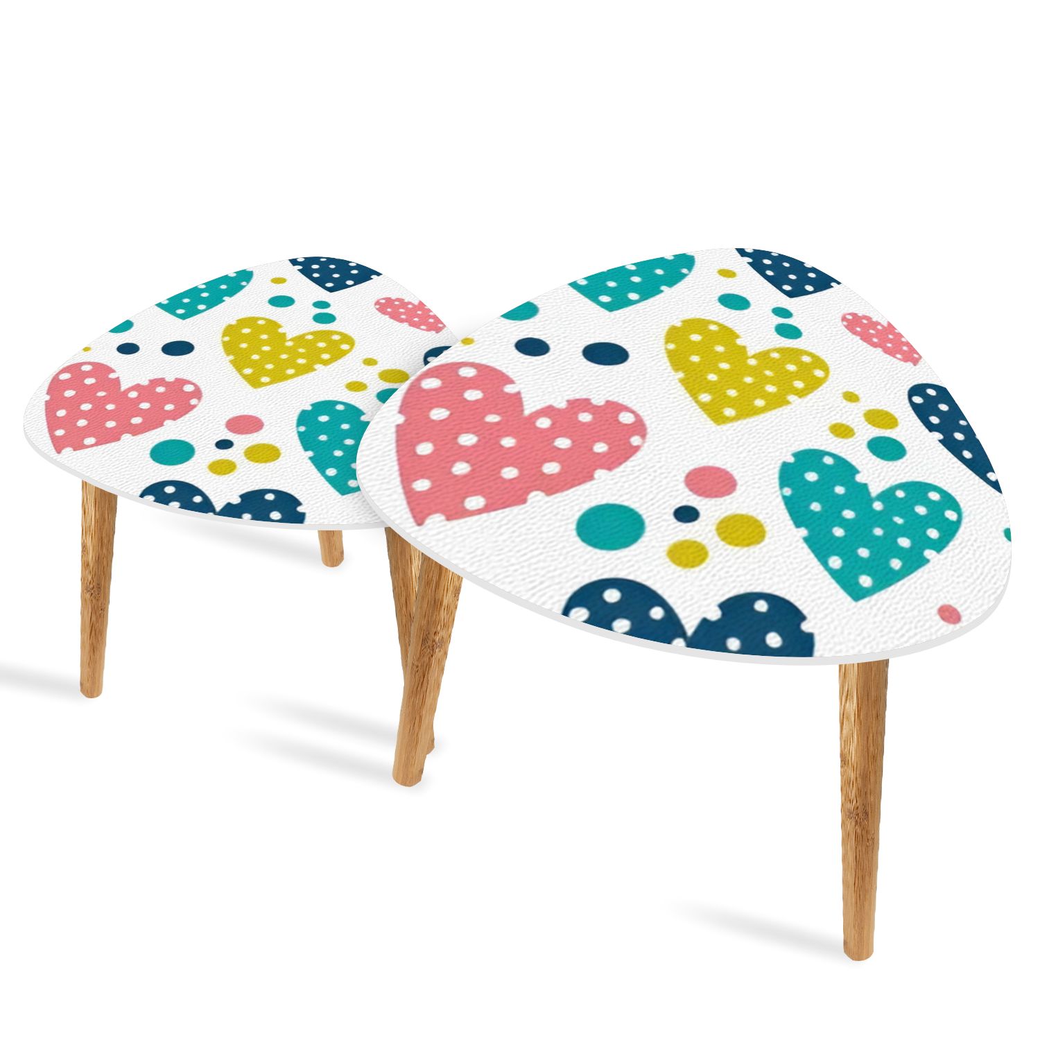 Triangle End Tables Set of 2 Seamless heart pretty colors Great for ...