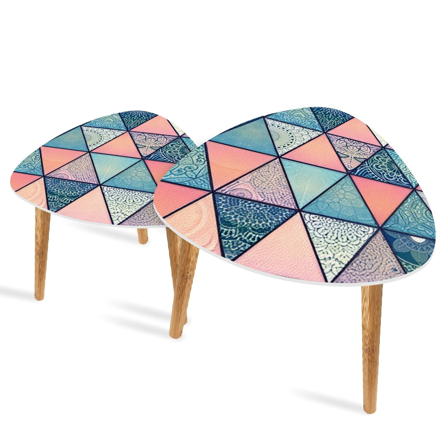 Triangle End Tables Set of 2 Seamless mandalas pattern Vintage ...