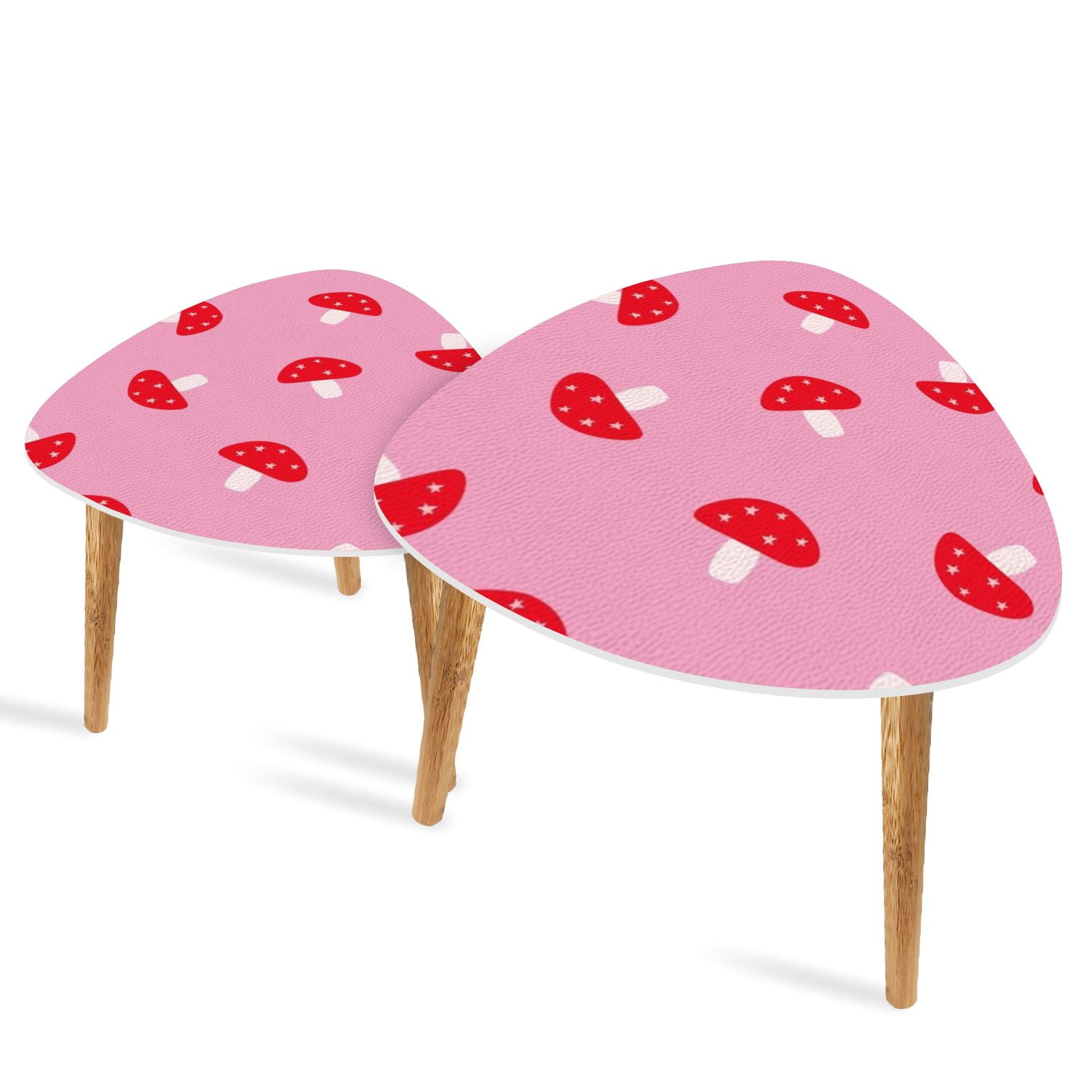 Triangle End Tables Set of 2 Seamless mushroom pattern cartoon style ...
