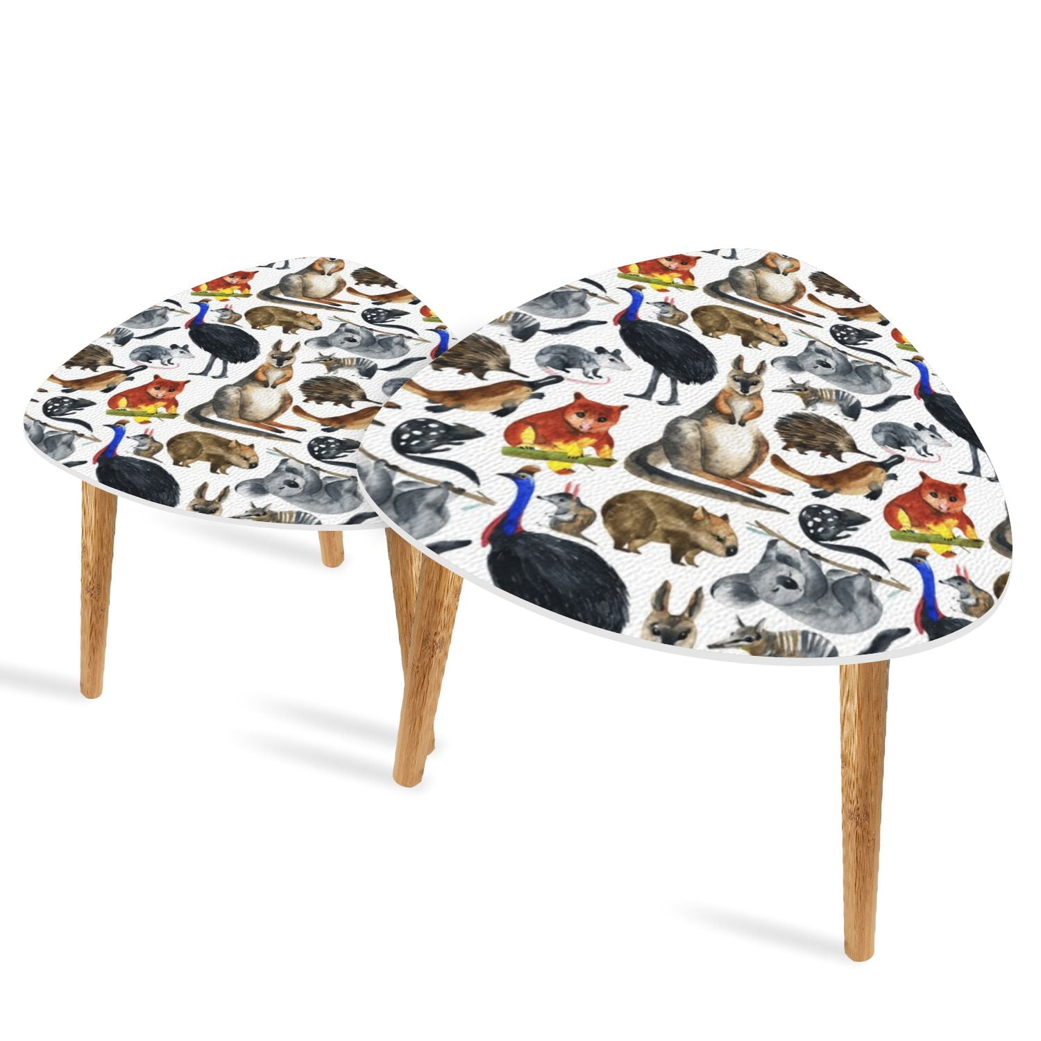 Triangle End Tables Set of 2 Seamless pattern Australian animals Hand ...