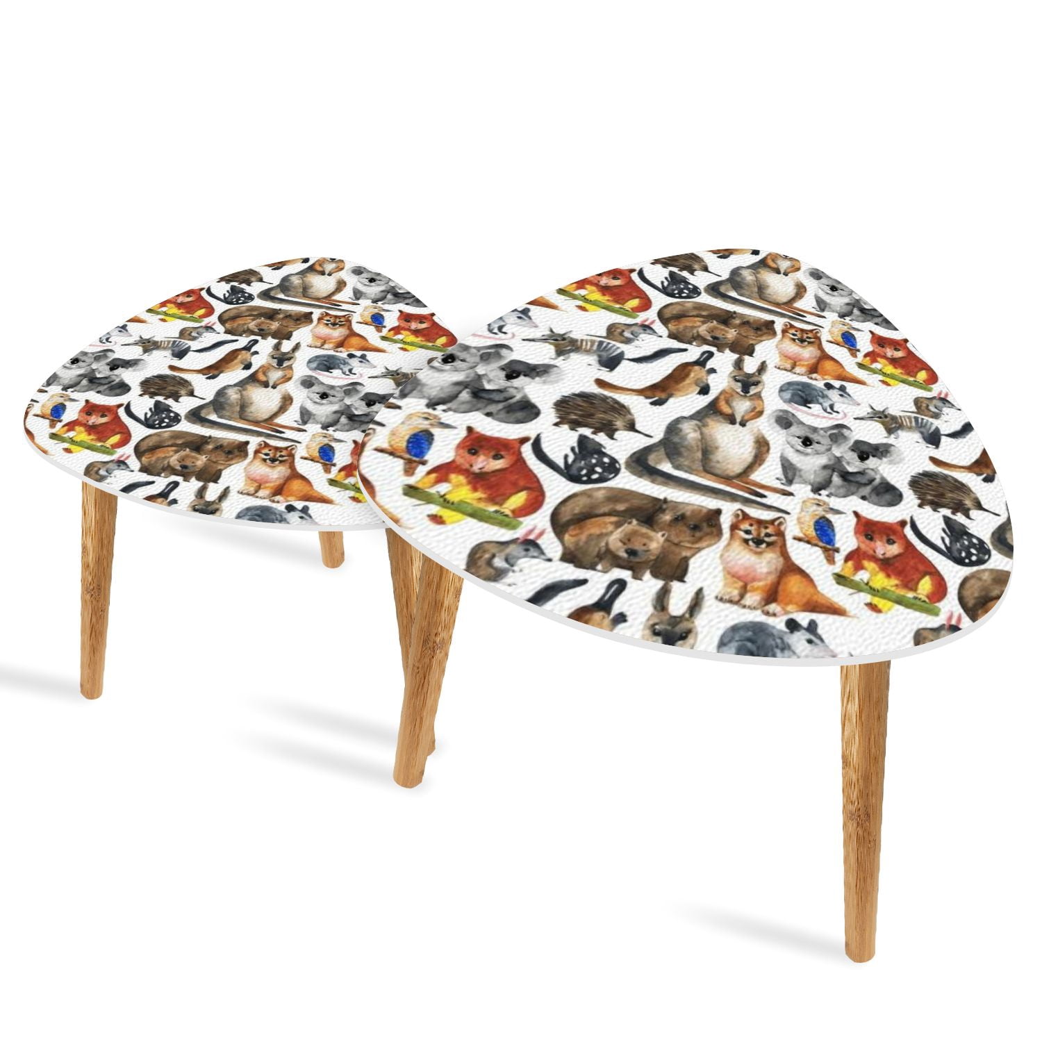 Triangle End Tables Set of 2 Seamless pattern Australian animals Hand ...