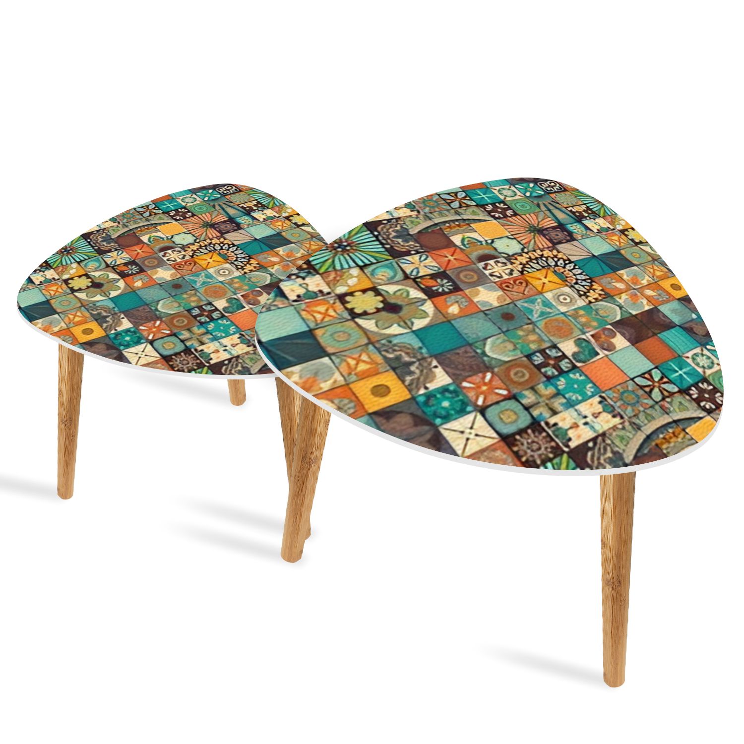 Triangle End Tables Set of 2 Seamless pattern Vintage decorative ...