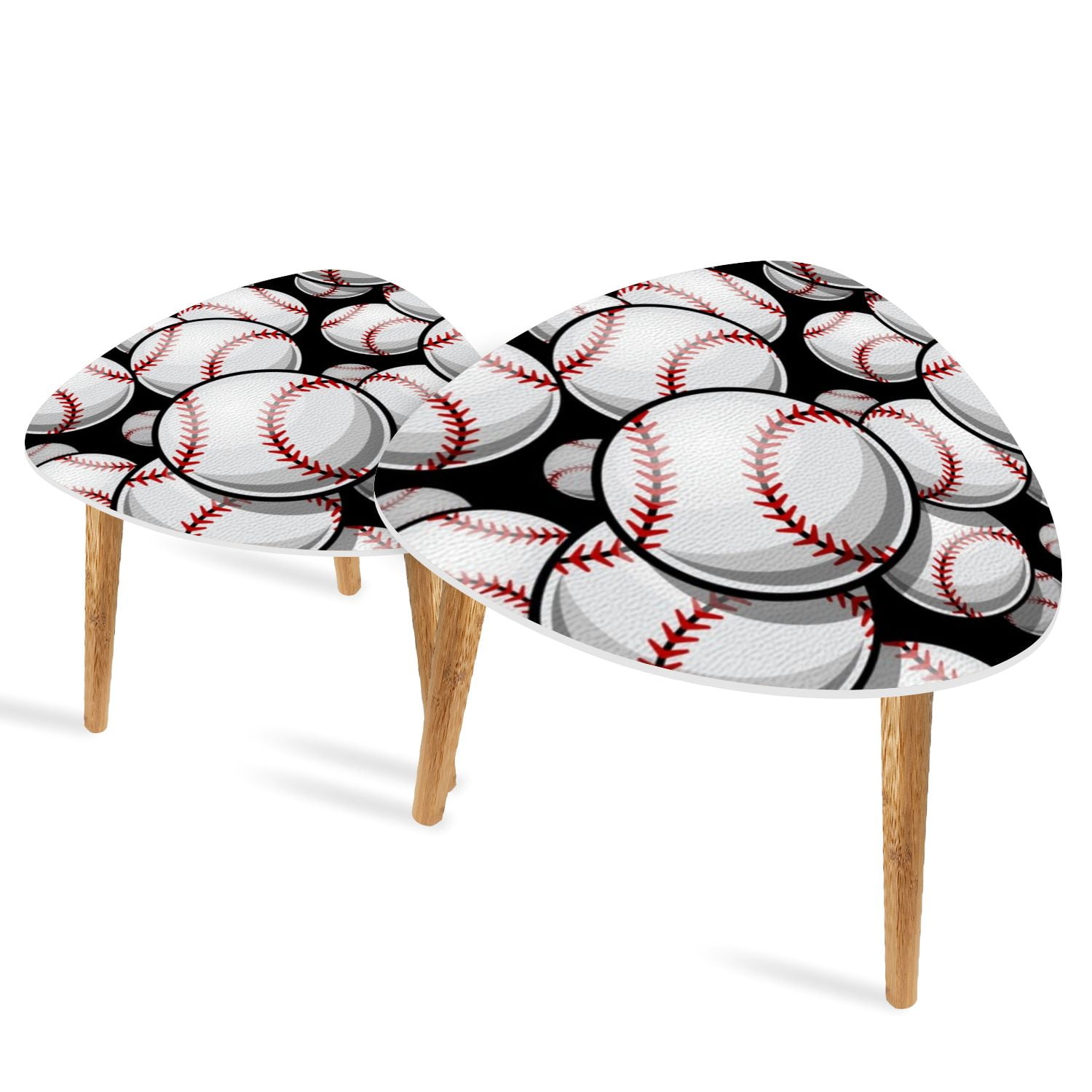 Triangle End Tables Set of 2 Seamless pattern baseball softball ball ...