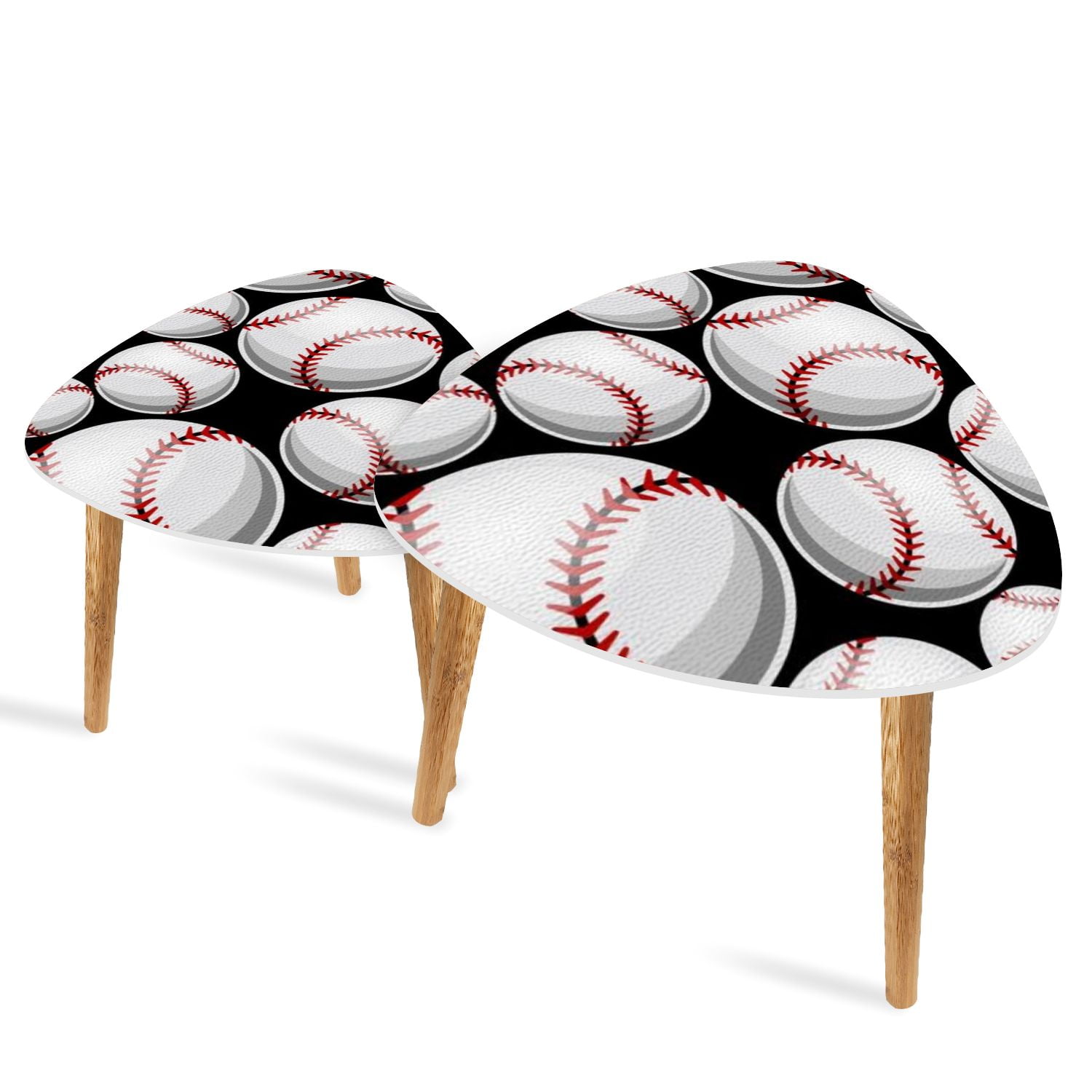 Triangle End Tables Set of 2 Seamless pattern baseball softball ball ...