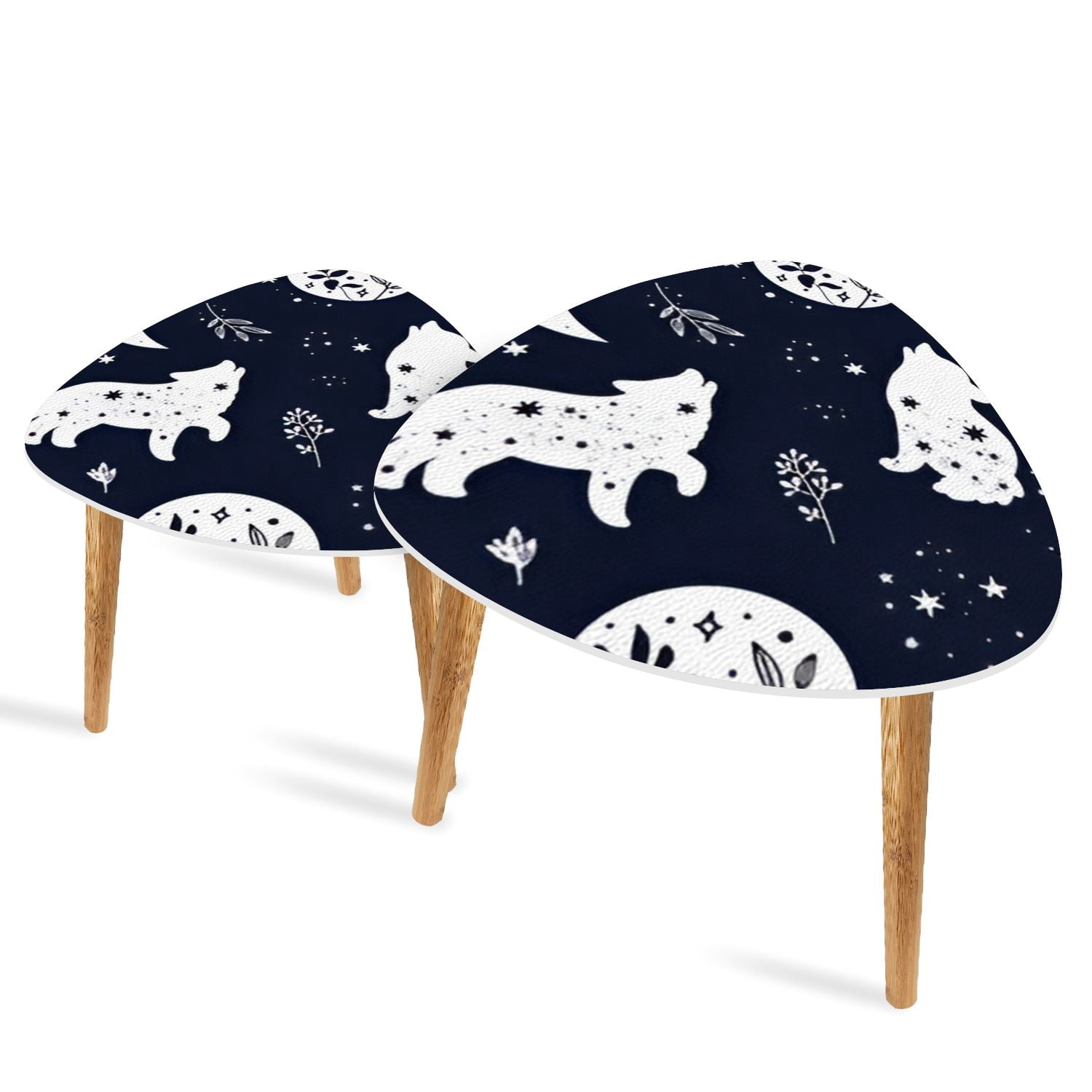 Triangle End Tables Set of 2 Seamless pattern cute boho wolf animal ...