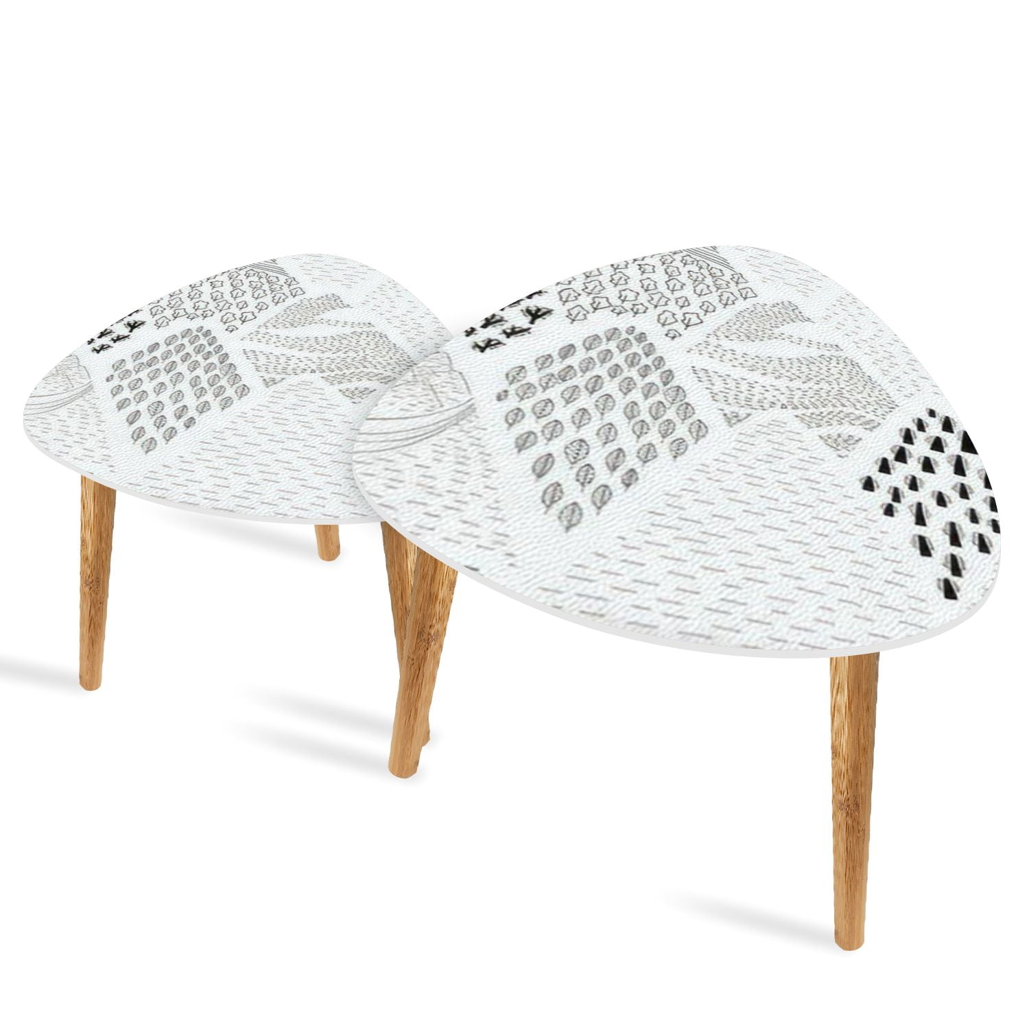 Triangle End Tables Set of 2 Seamless pattern decorative mountains ...