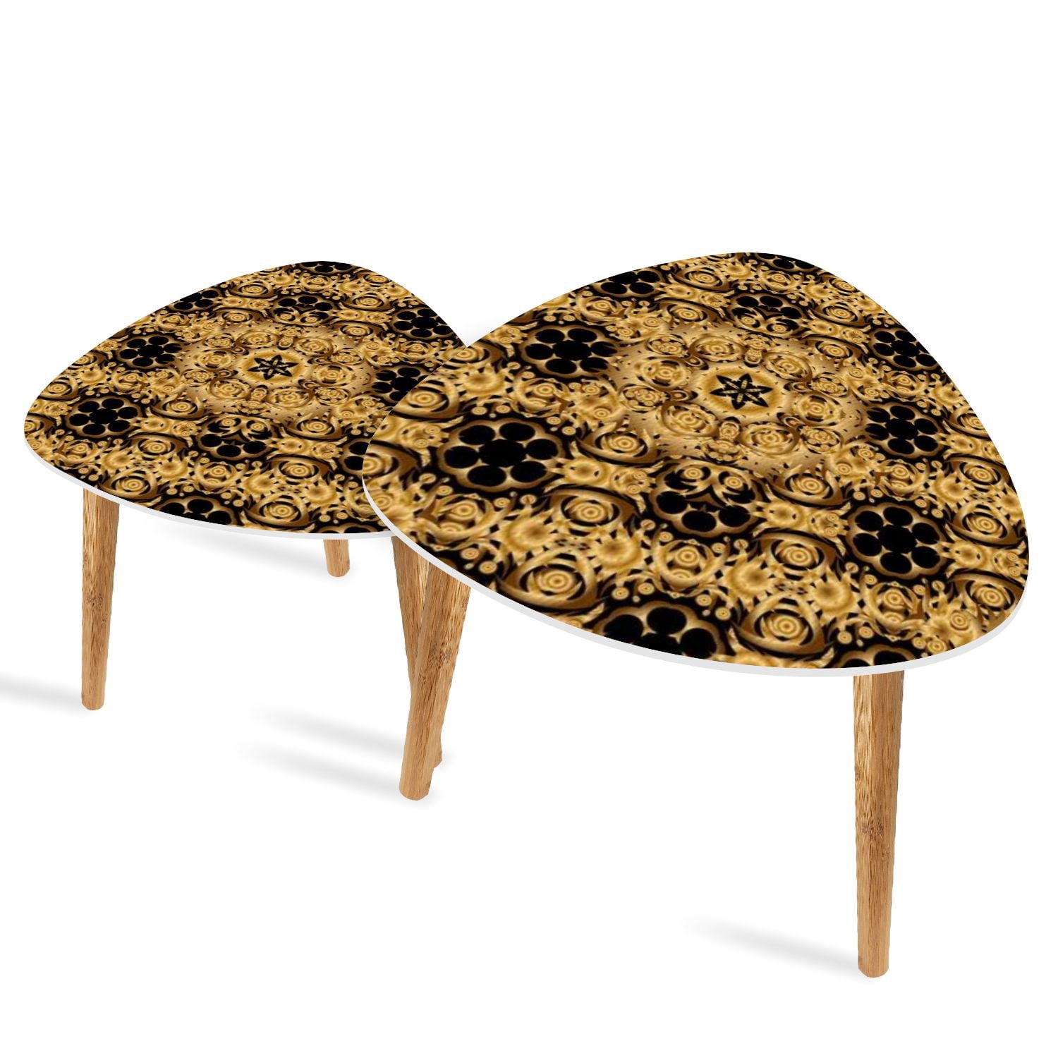 Triangle End Tables Set of 2 Seamless pattern golden textured curls ...