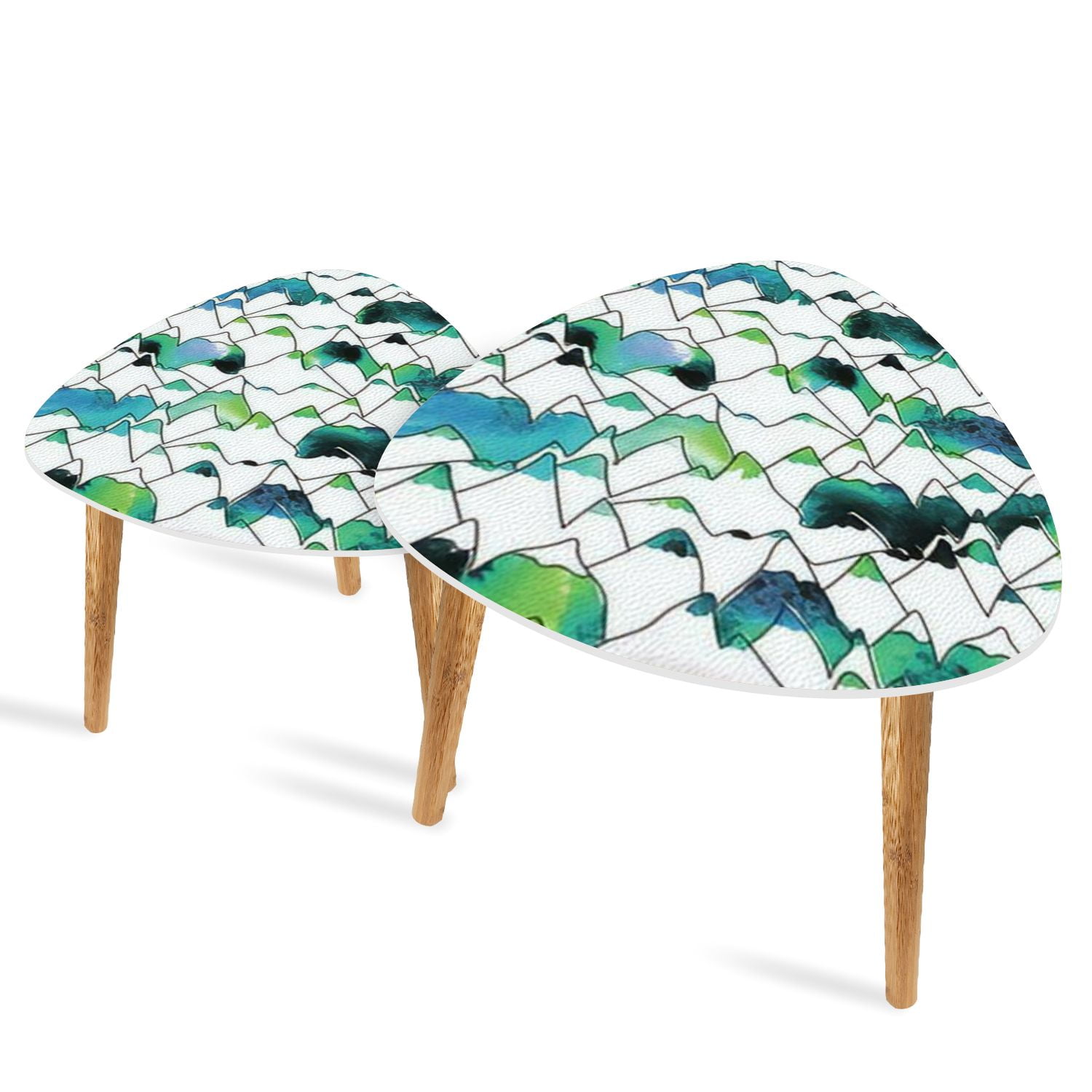 Triangle End Tables Set of 2 Seamless pattern hills cliffs Pattern ...