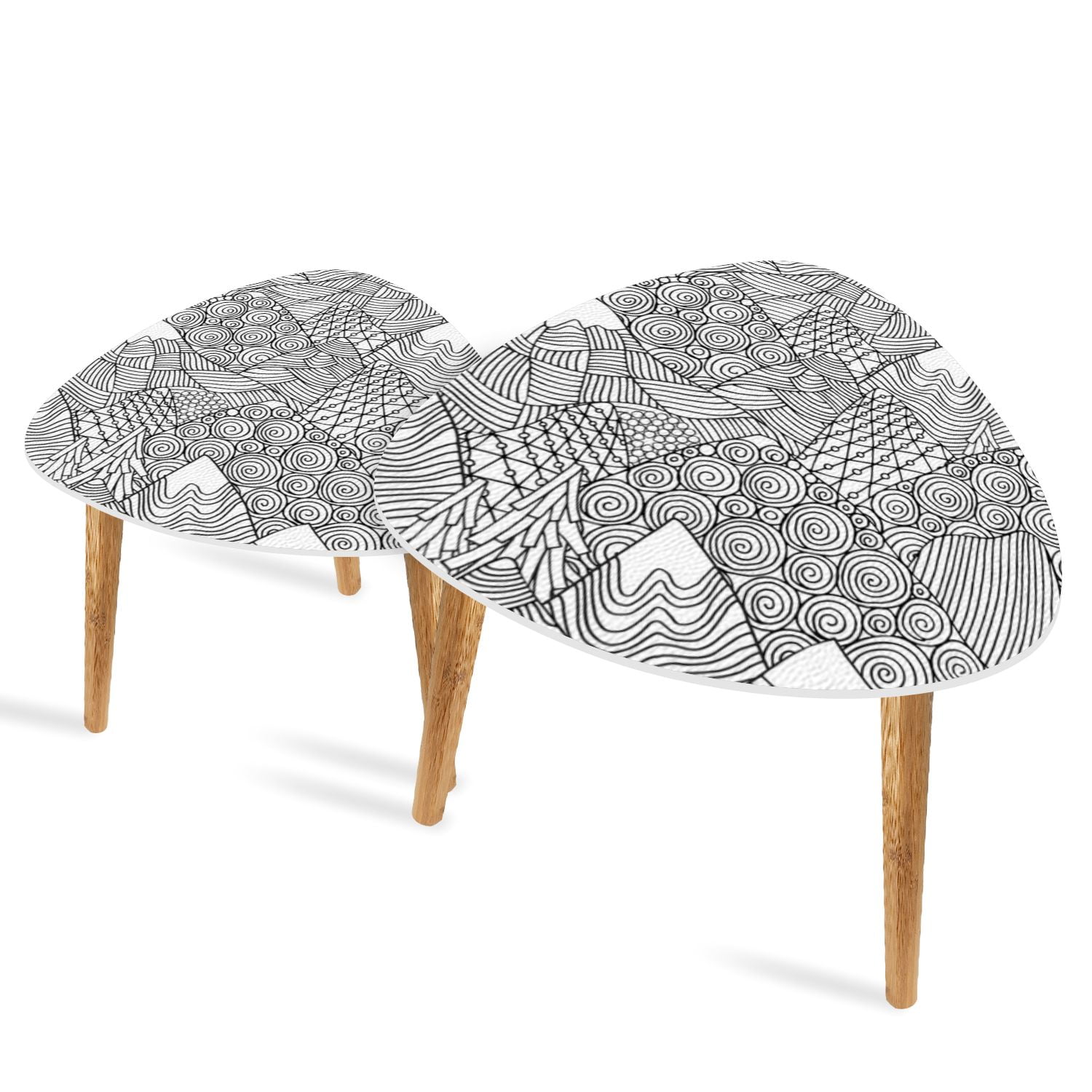 Triangle End Tables Set of 2 Seamless pattern mountains Adult coloring ...