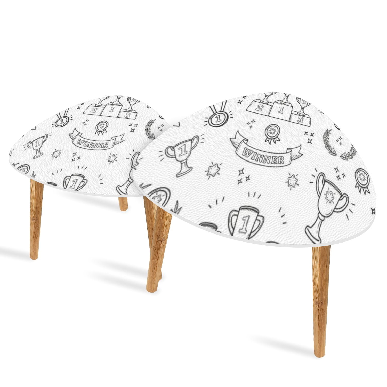 Triangle End Tables Set of 2 Seamless pattern theme sports doodle style ...