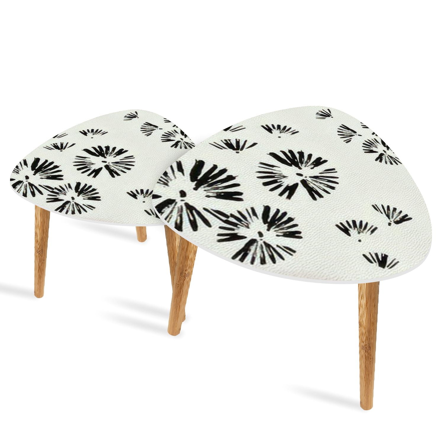 Triangle End Tables Set of 2 Seamless strokes Black doodle circles randomly Flowers dandelions ...