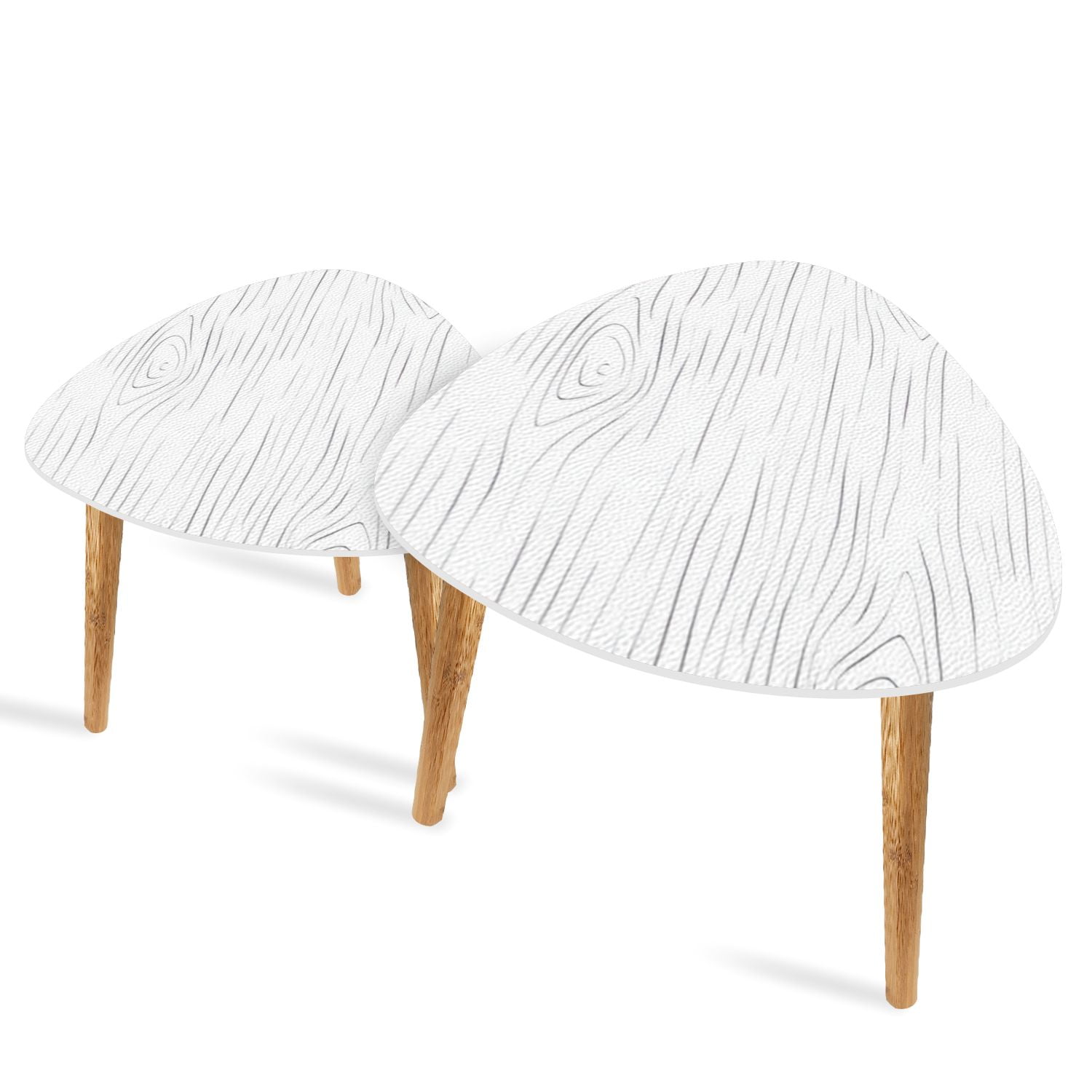 Triangle End Tables Set of 2 Seamless wooden pattern Faux grain texture ...