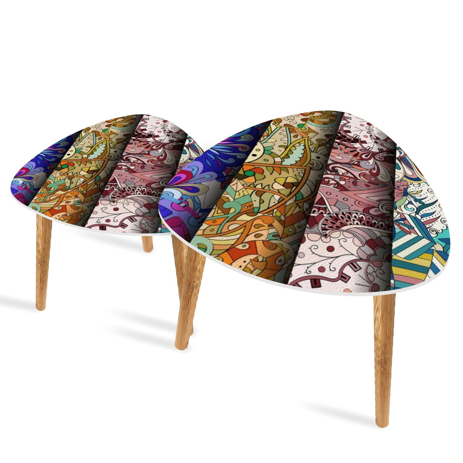 Triangle End Tables Set of 2 Set tracery colorful seamless patterns ...