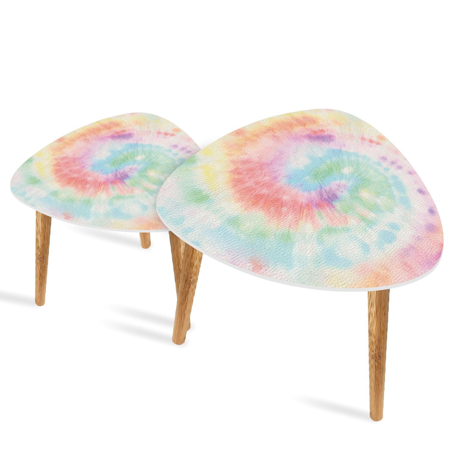 Triangle End Tables Set of 2 Spiral Dye Swirl Seamless Pale Tiedye ...