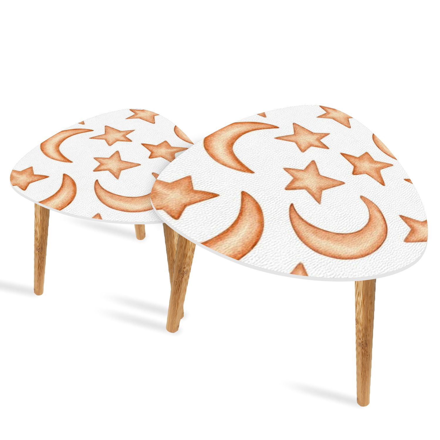 Triangle End Tables Set of 2 Stars Moon Seamless Pattern Halloween ...