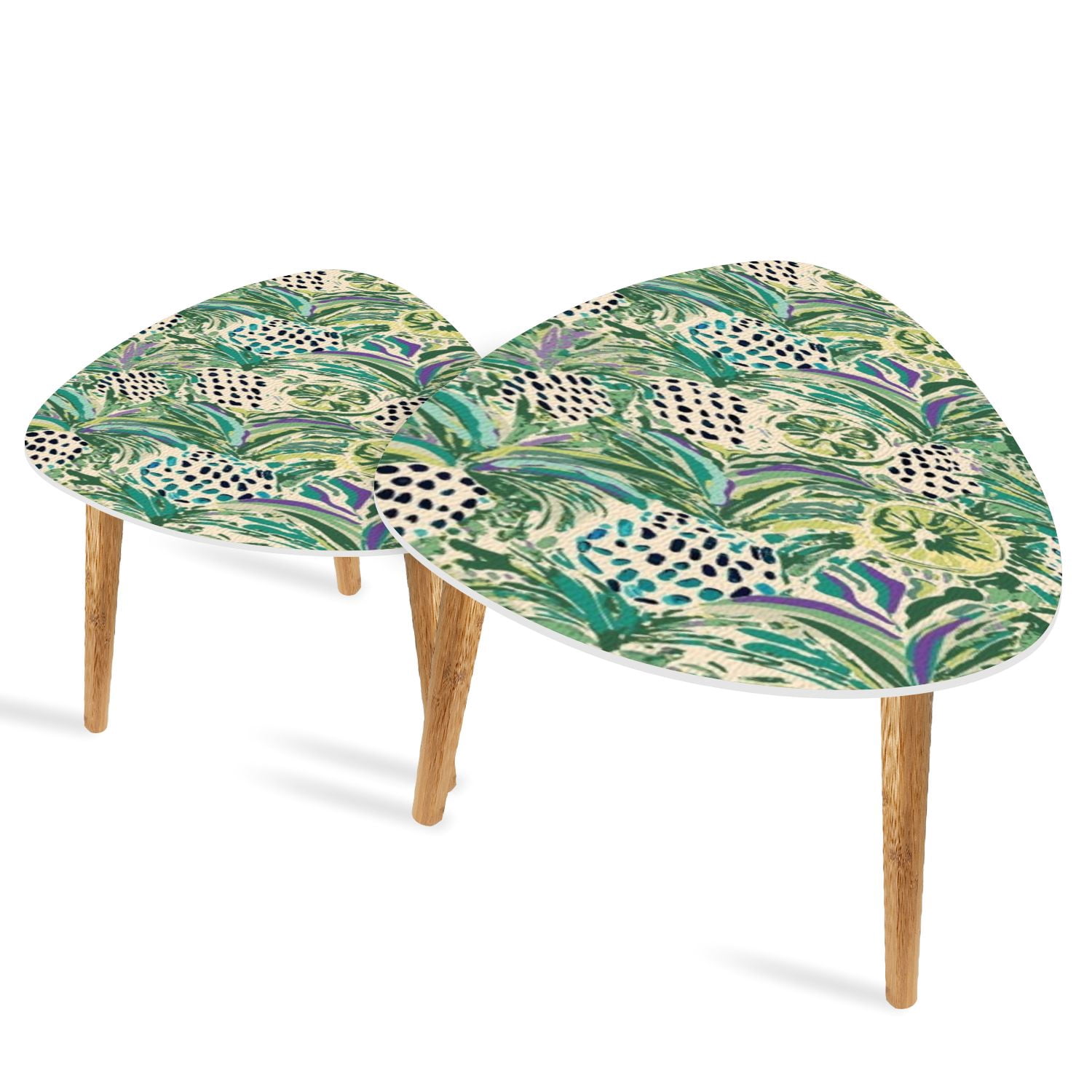 Triangle End Tables Set of 2 Summer floral pattern looking like ...