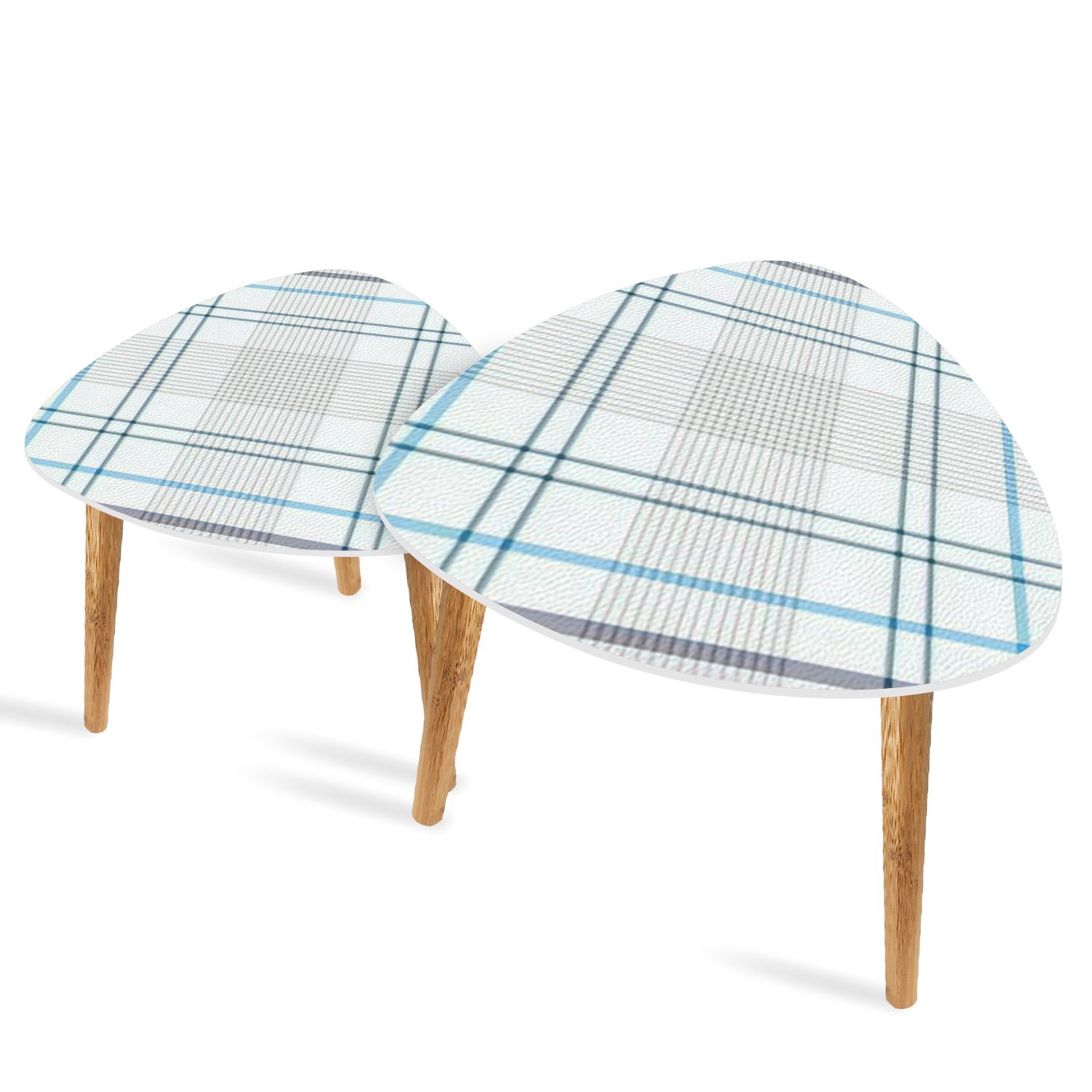 Triangle End Tables Set of 2 Tartan traditional checkered british ...