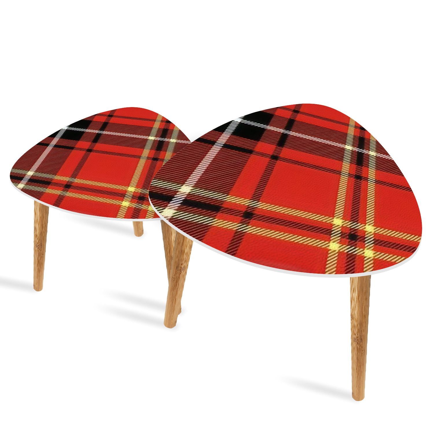 Triangle End Tables Set of 2 Tartan traditional checkered british ...
