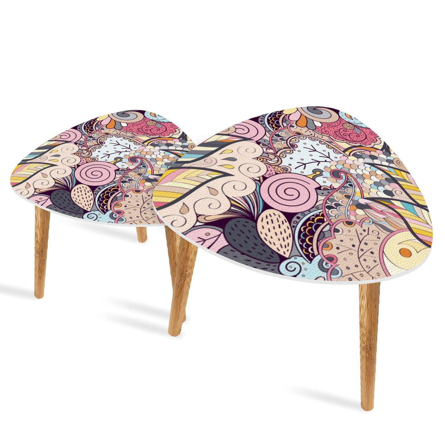 Triangle End Tables Set of 2 Tracery seamless pattern Mehndi Ethnic ...