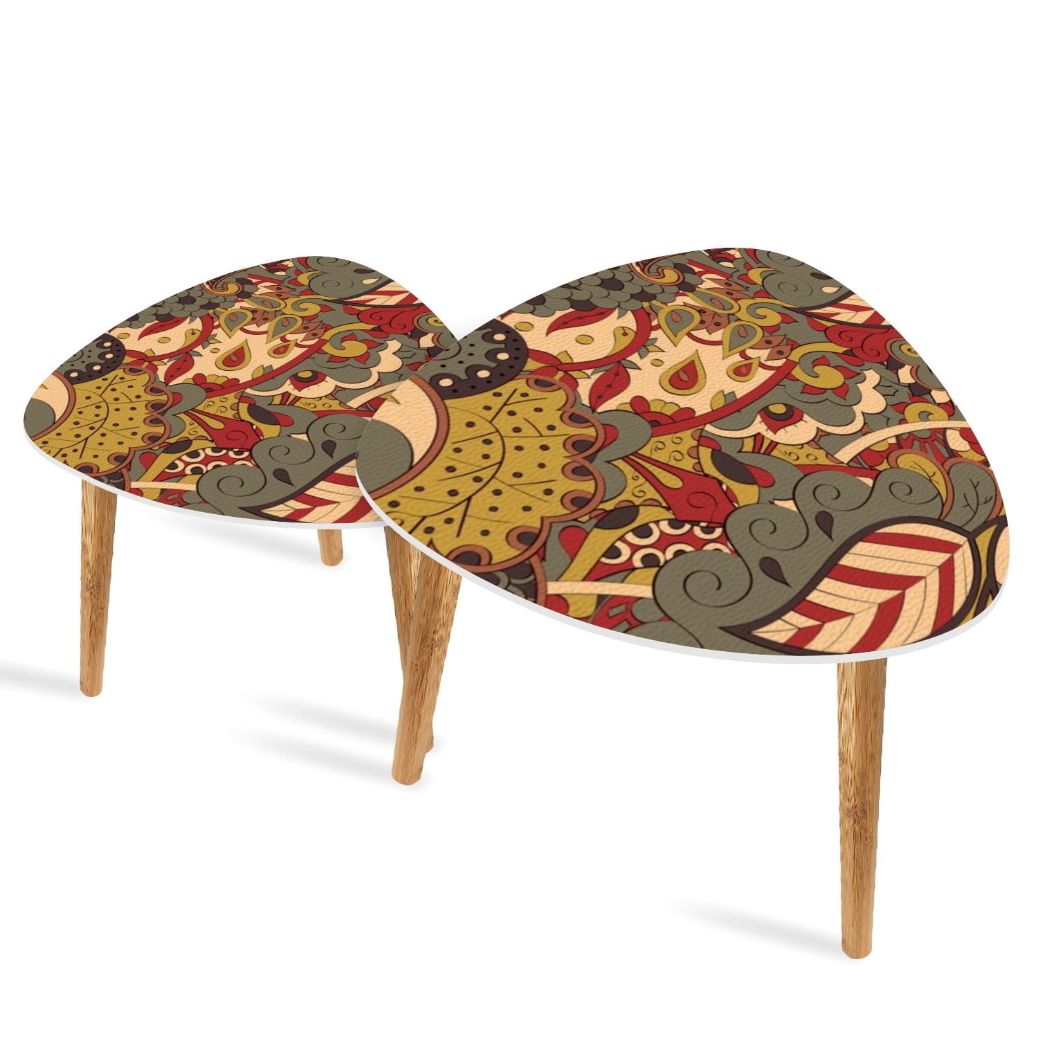 Triangle End Tables Set of 2 Tracery seamless pattern Mehndi Ethnic ...