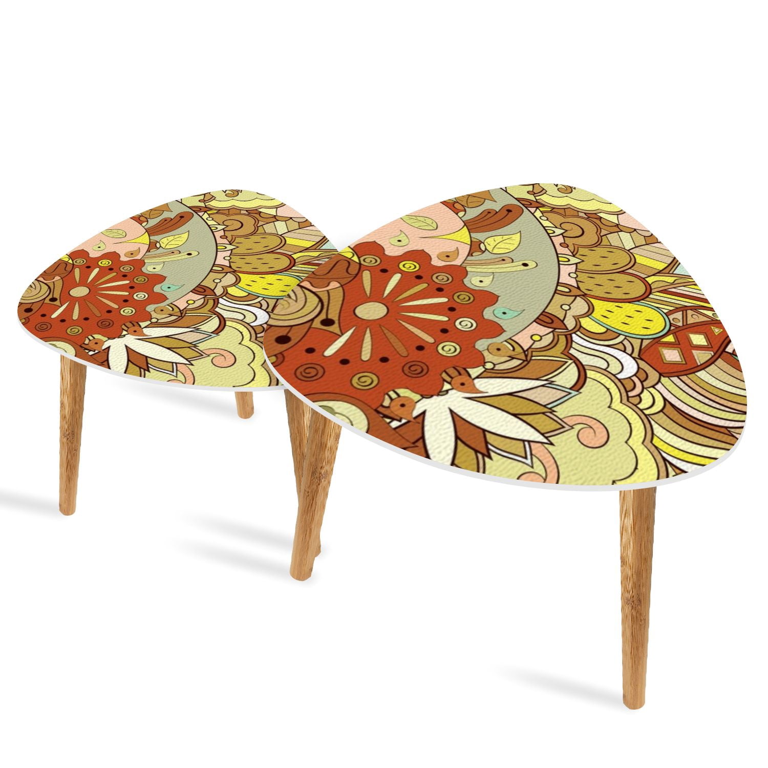 Triangle End Tables Set of 2 Tracery seamless pattern Mehndi Ethnic ...