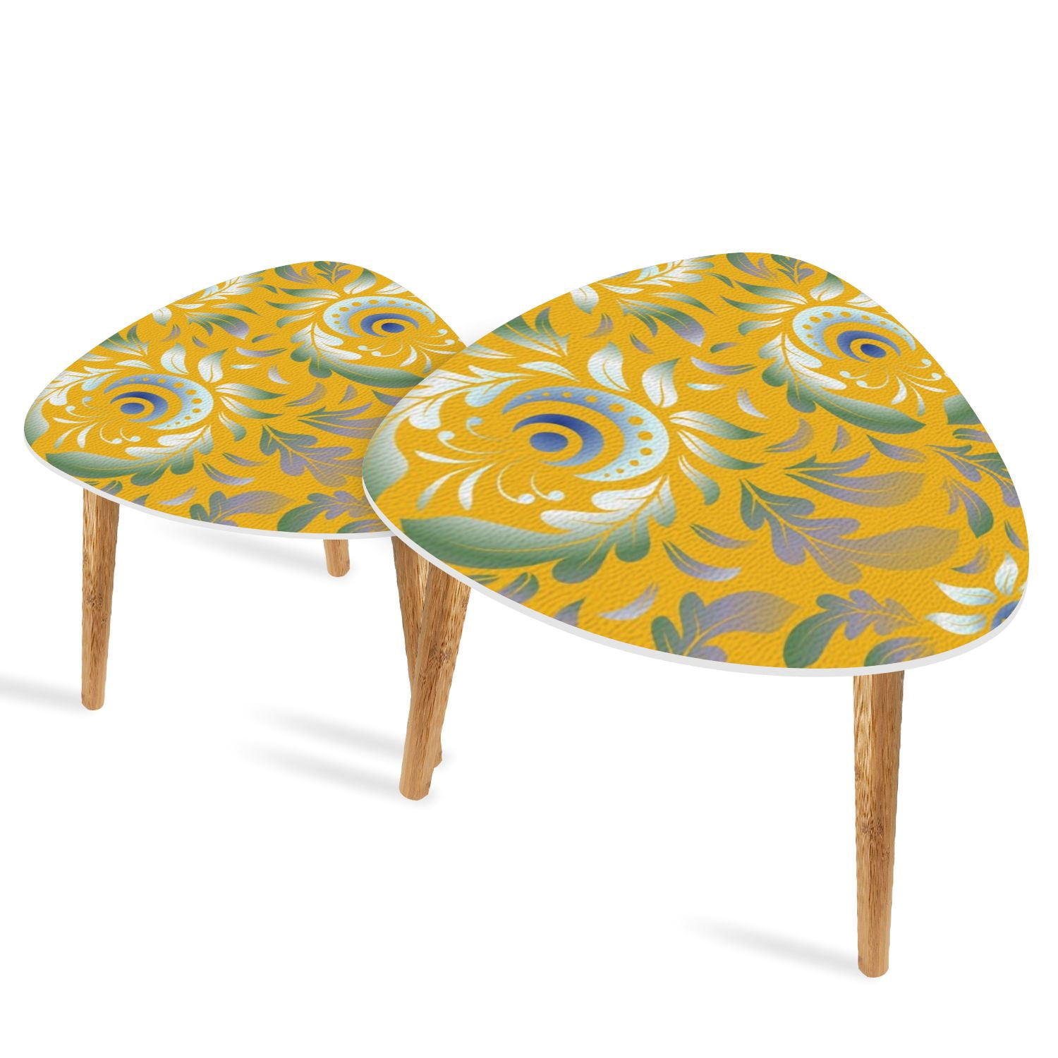 Triangle End Tables Set of 2 Traditional classic ornament Oriental ...