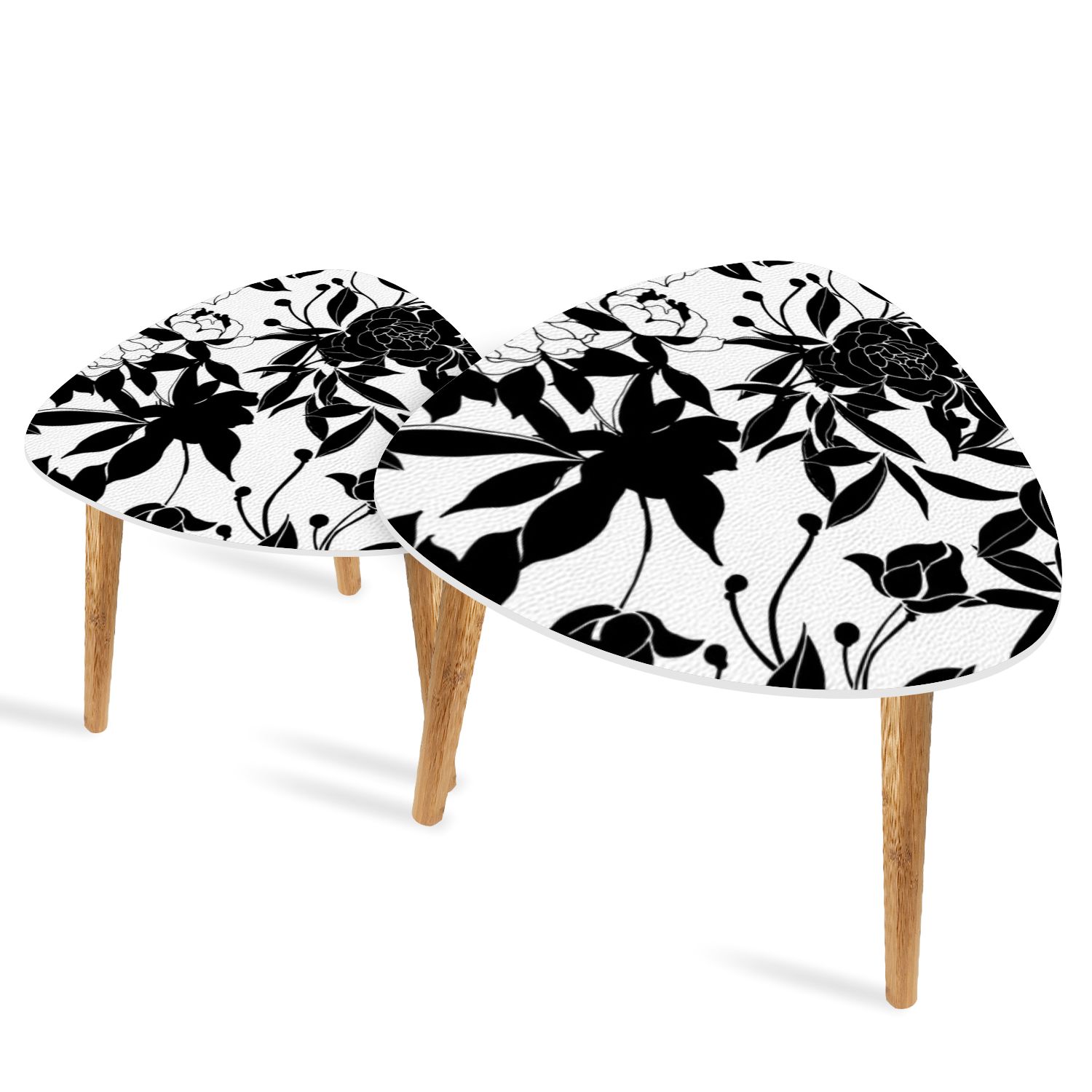 Triangle End Tables Set of 2 Two color floral seamless patterns ...