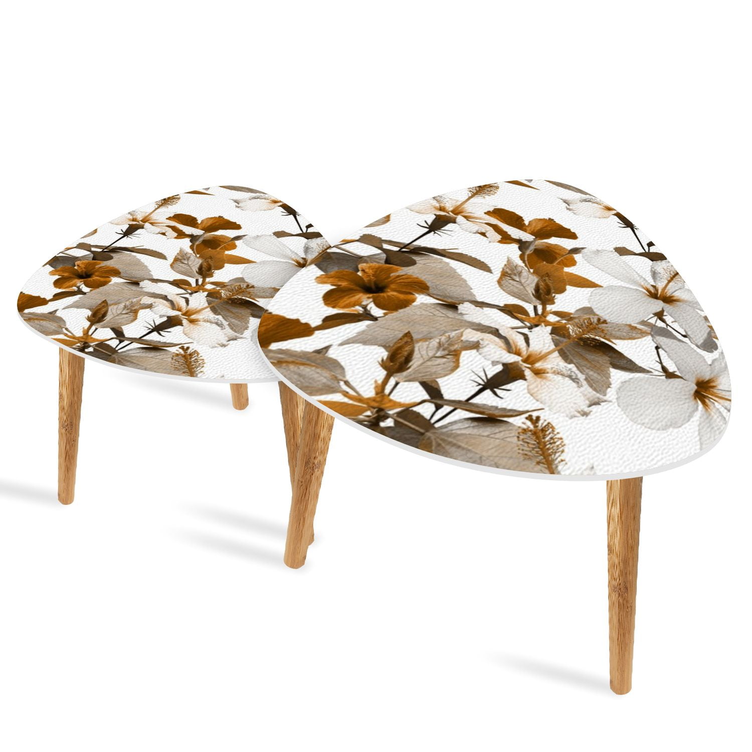 Triangle End Tables Set of 2 Vintage tropical flowers seamless pattern ...