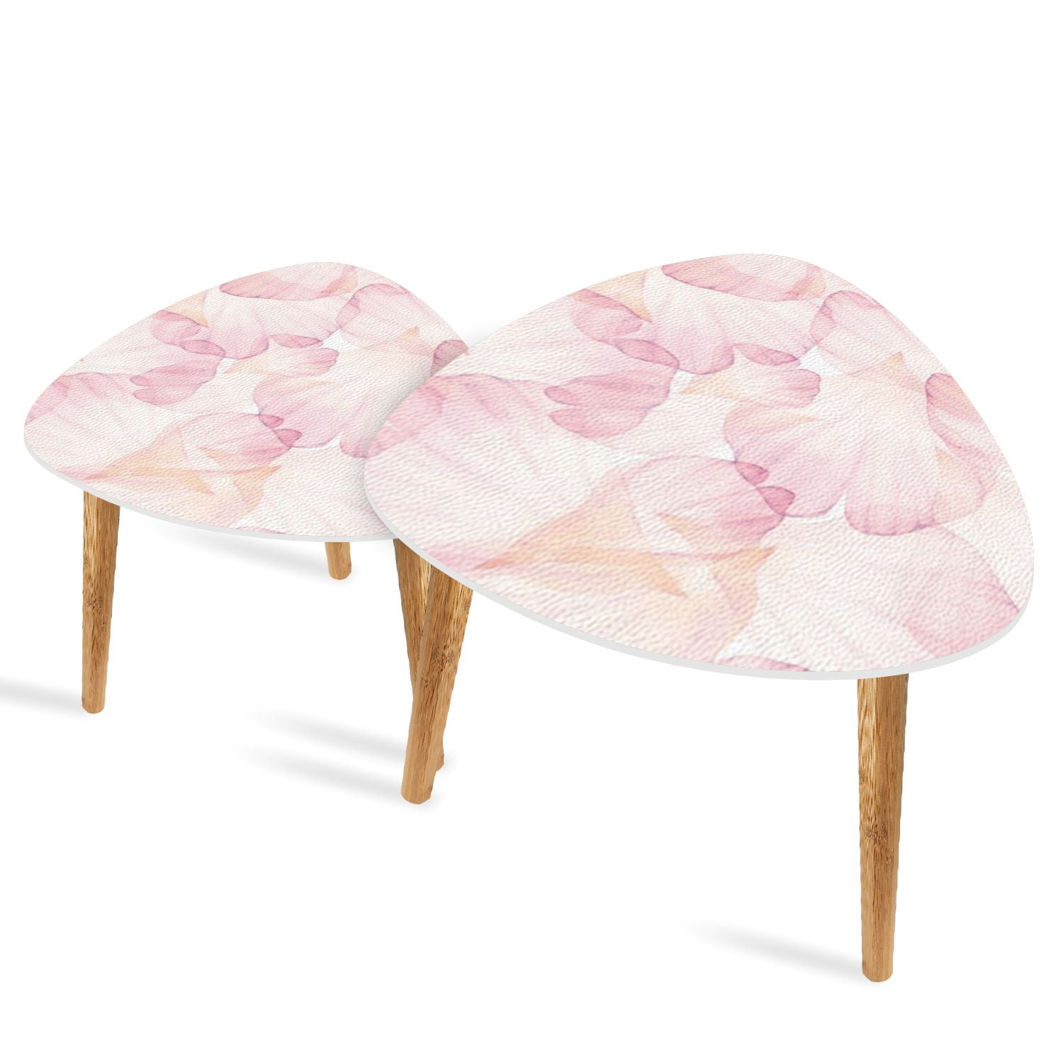 Triangle End Tables Set of 2 Watercolor Seamless pattern Pink flower ...