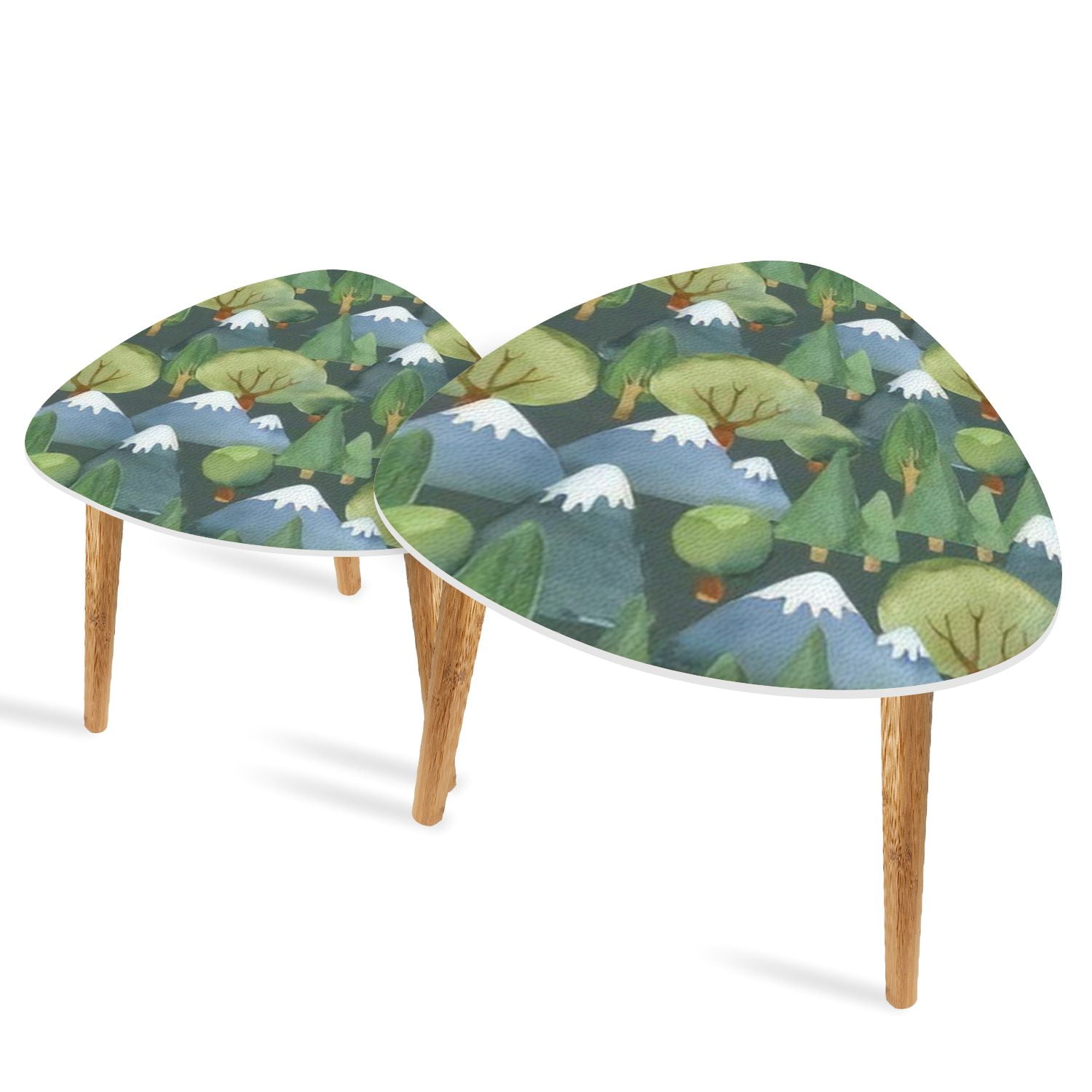Triangle End Tables Set of 2 Watercolor Seamless pattern flat set trees ...