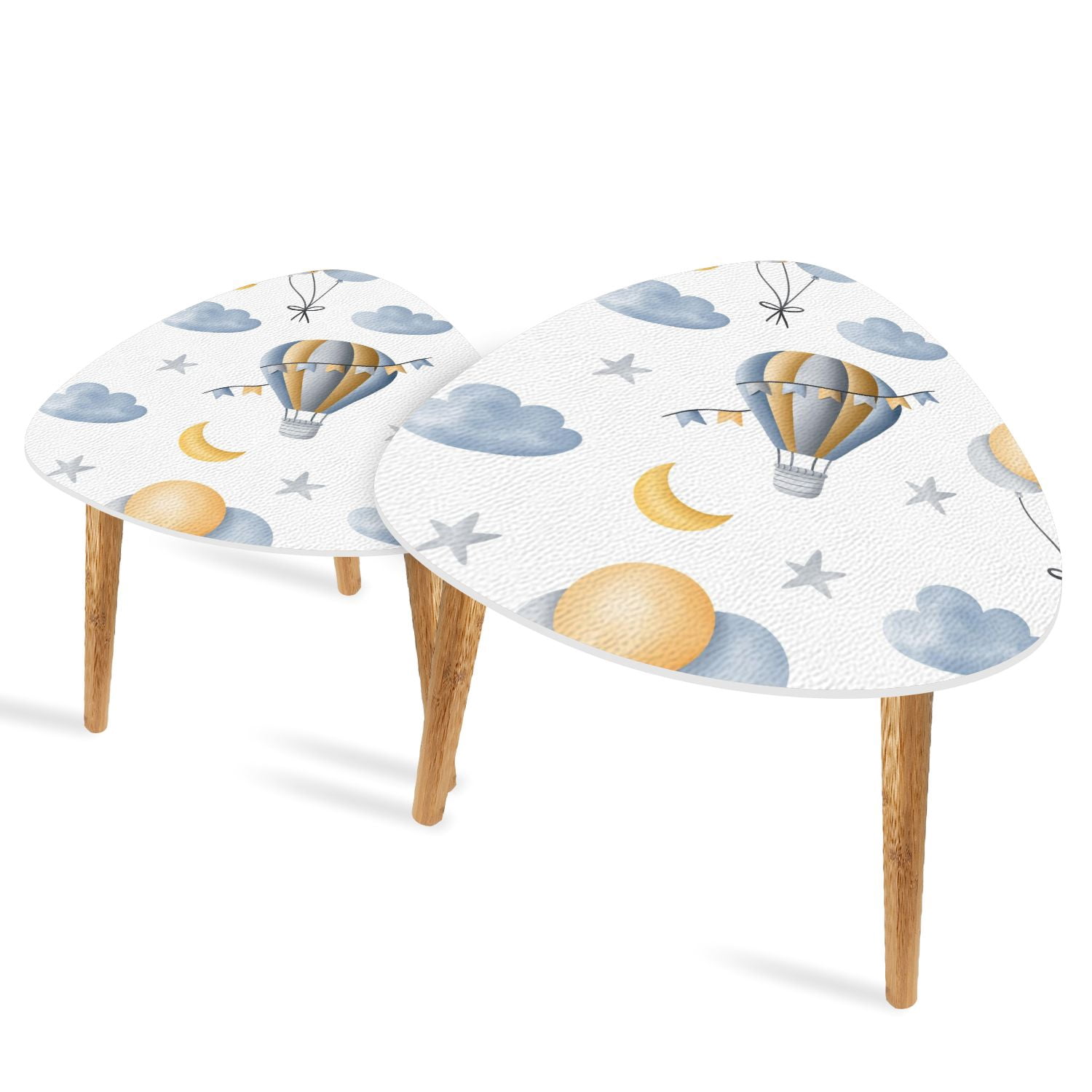 Triangle End Tables Set of 2 Watercolor hot air balloon childish ...