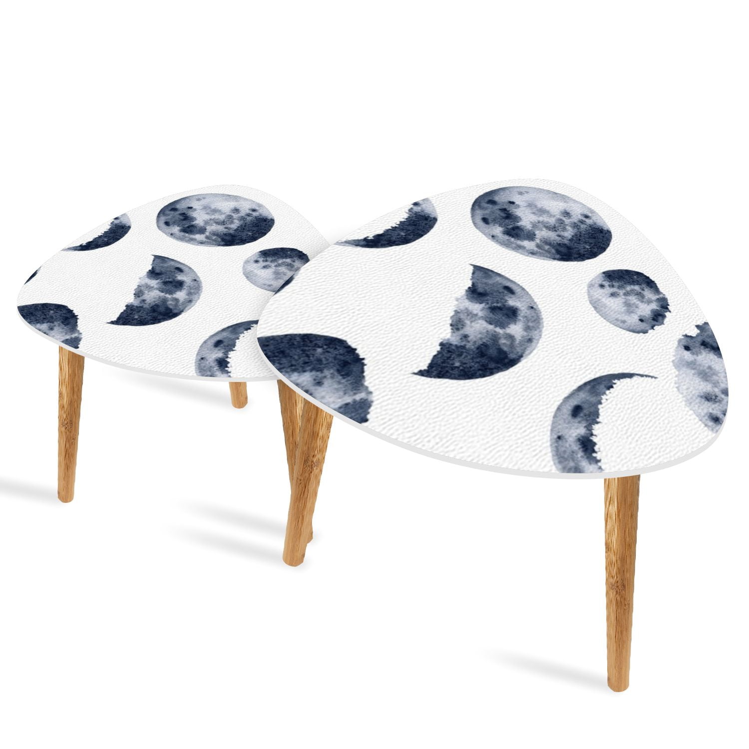 Triangle End Tables Set of 2 Watercolor moon phases pattern Hand ...