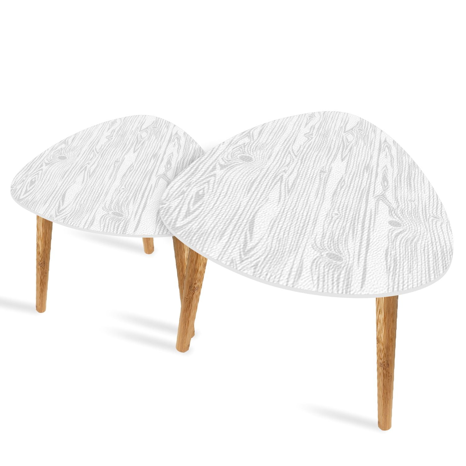 Triangle End Tables Set of 2 White wooden seamless vertical texture ...