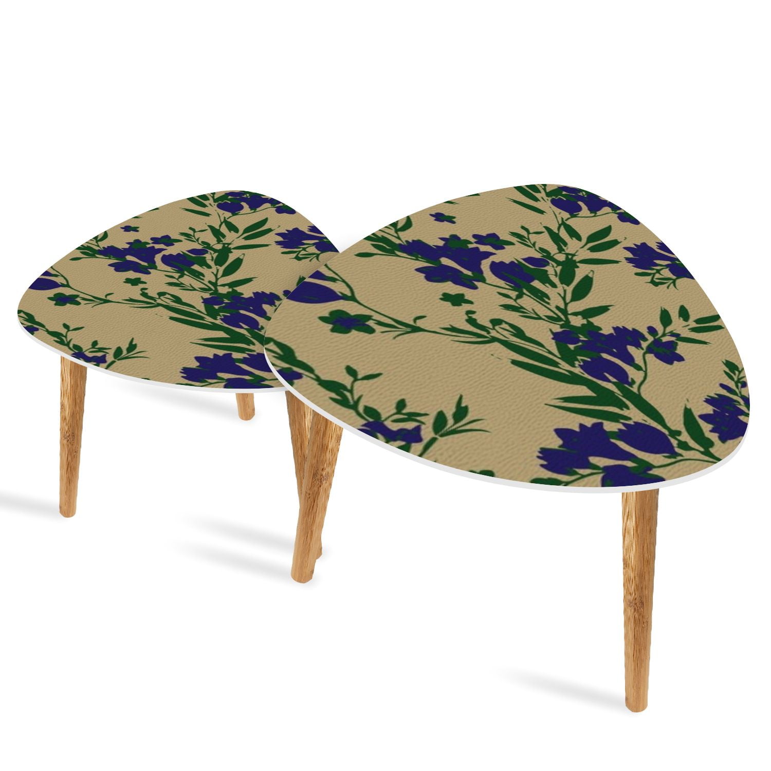 Triangle End Tables Set of 2 Wide seamless pattern wild flowers leaves ...