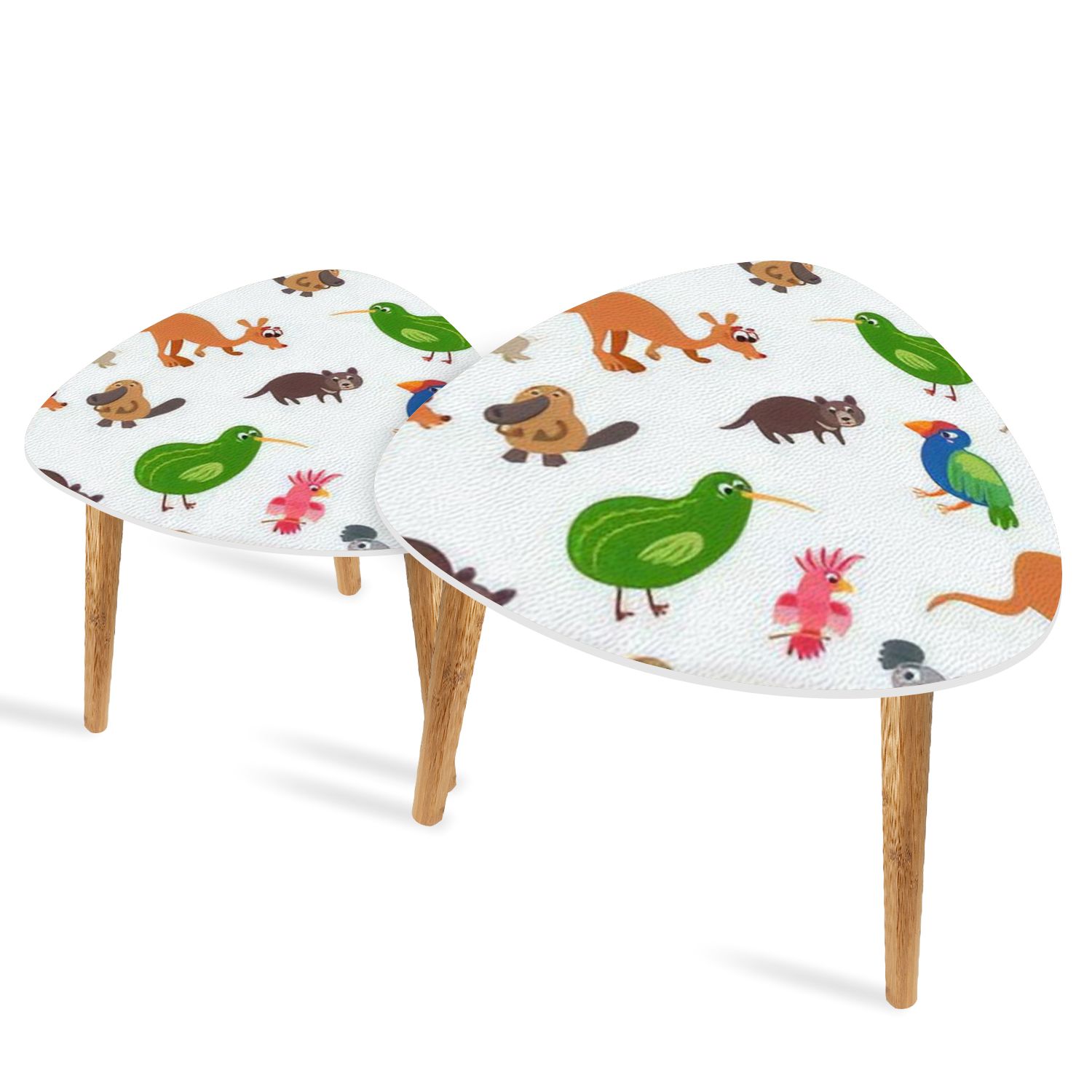 Triangle End Tables Set of 2 Wild Australia animals seamless pattern ...