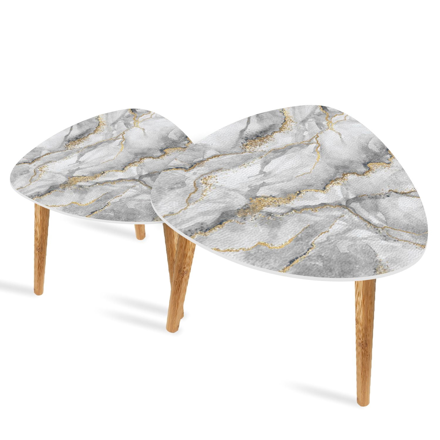 Triangle End Tables Set of 2 abstract creative texture white marble ...