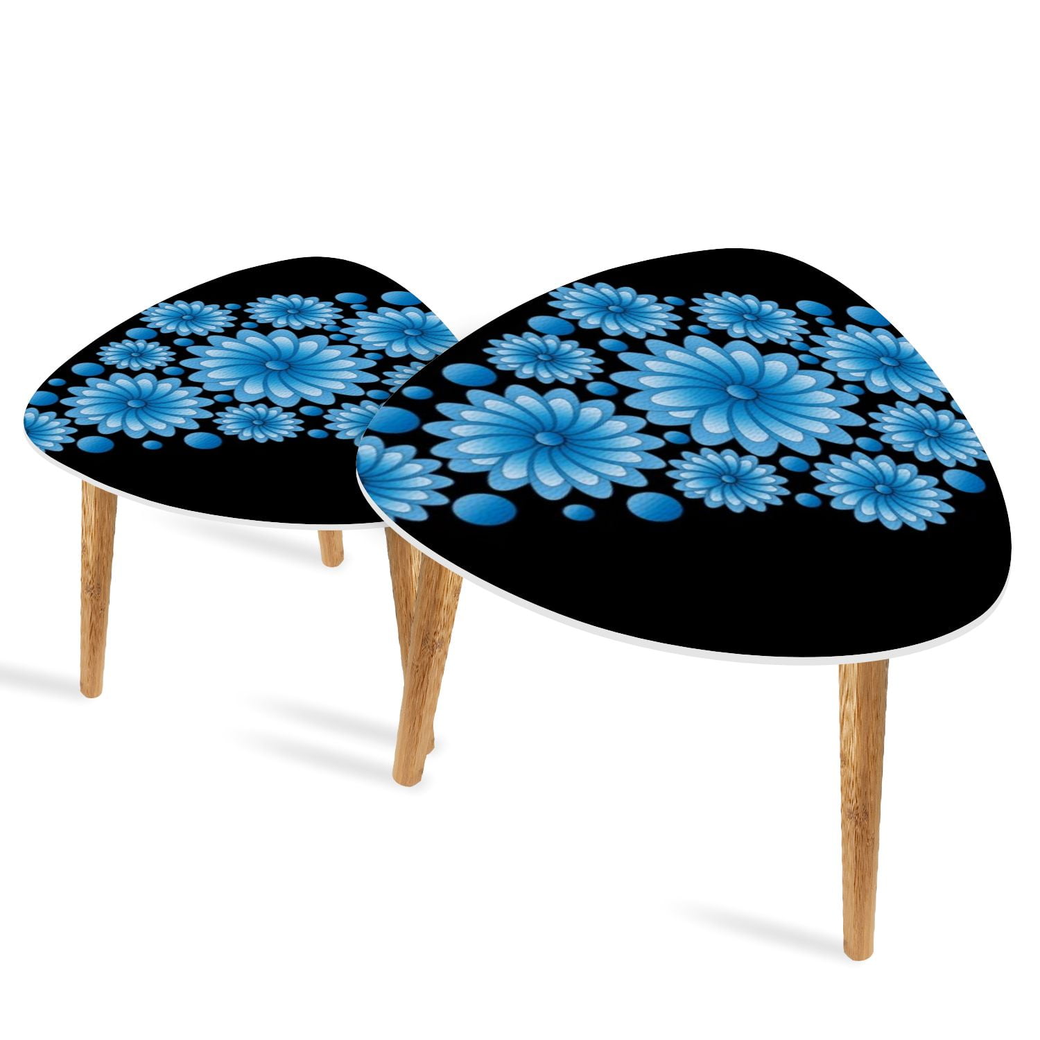 Triangle End Tables Set of 2 beautiful gradient flower black flower ...