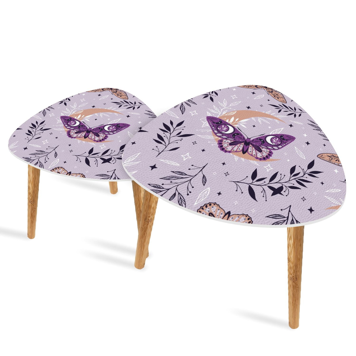 Triangle End Tables Set of 2 celestial seamless pattern herbs Boho ...