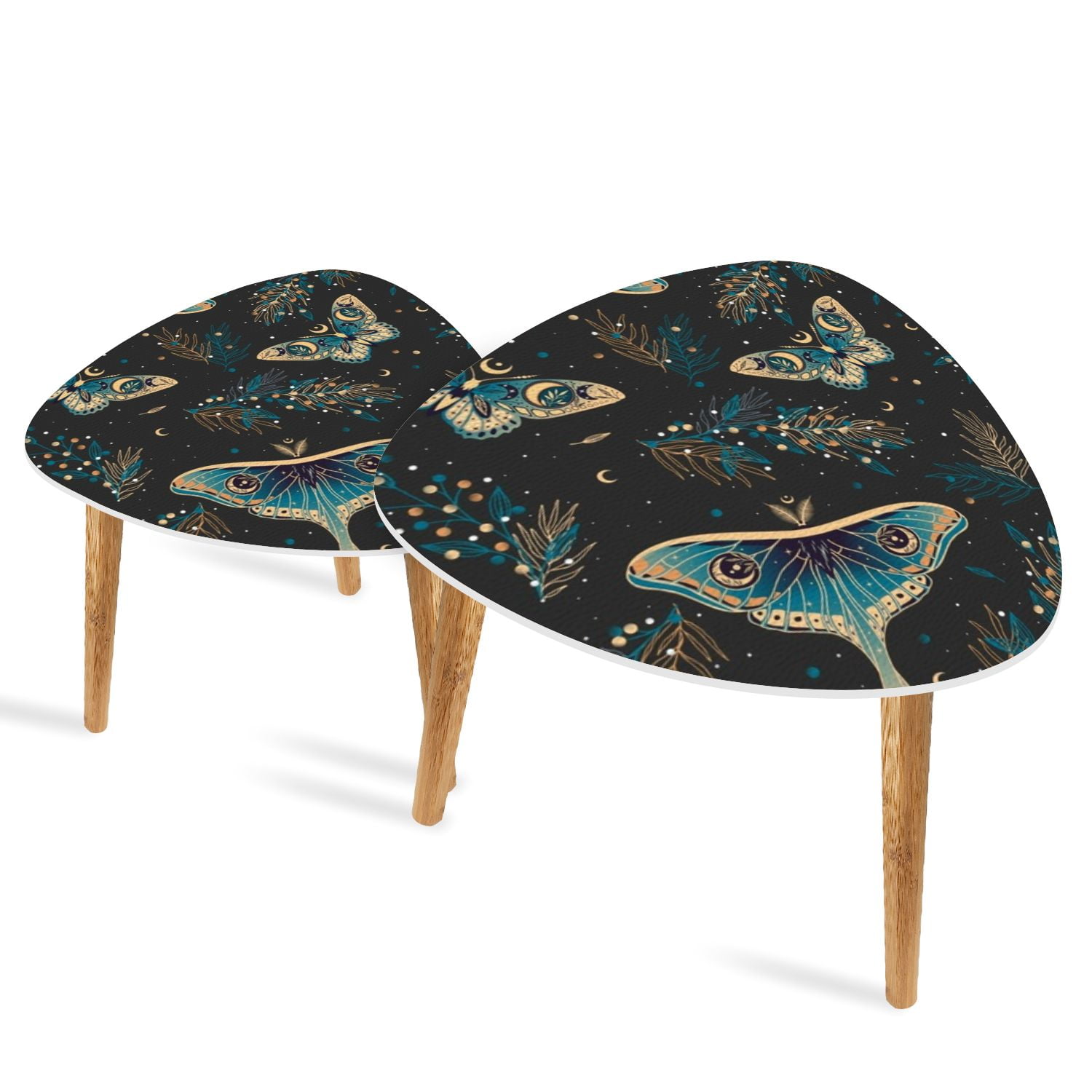 Triangle End Tables Set of 2 celestial seamless pattern herbs Boho ...