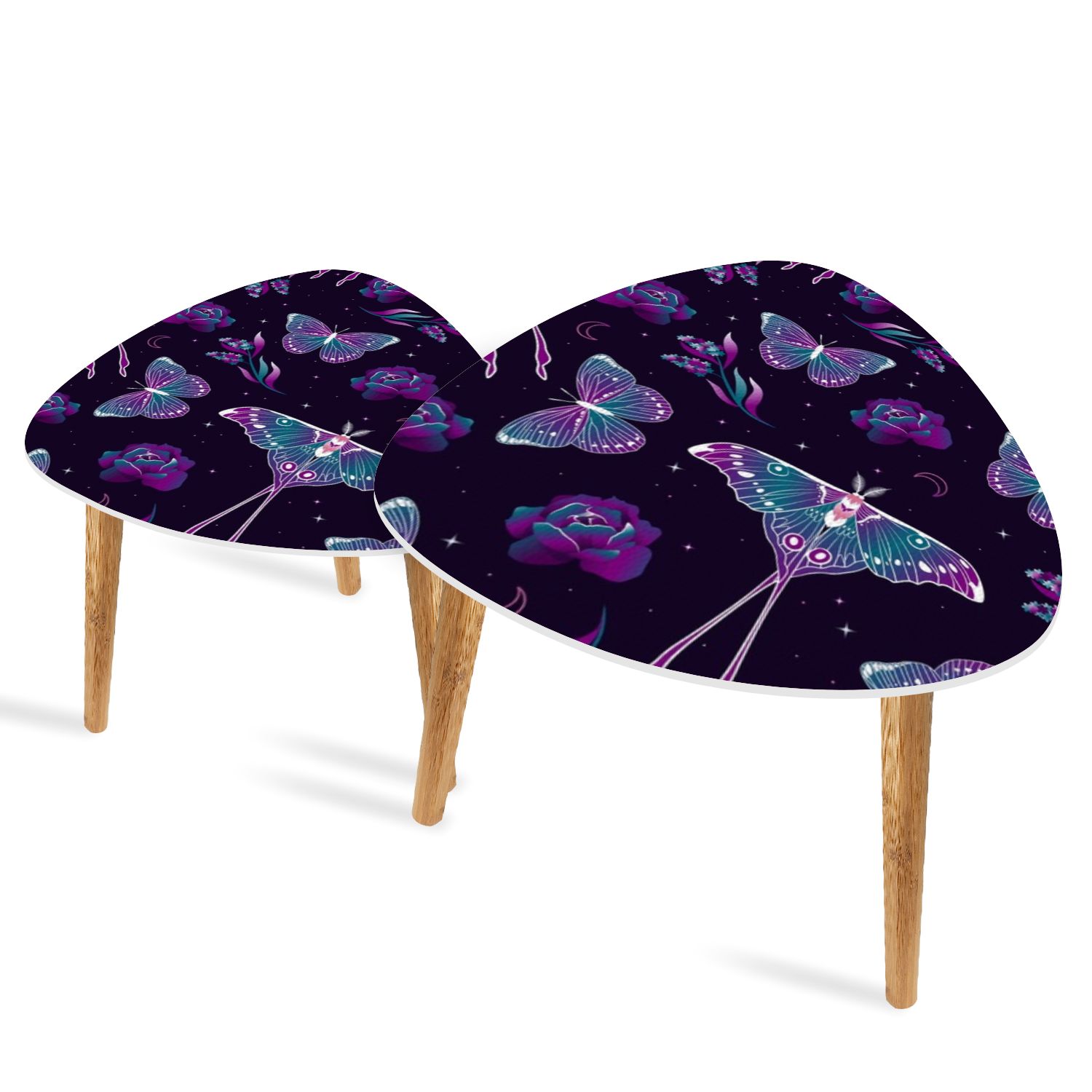 Triangle End Tables Set of 2 celestial seamless pattern herbs Boho ...
