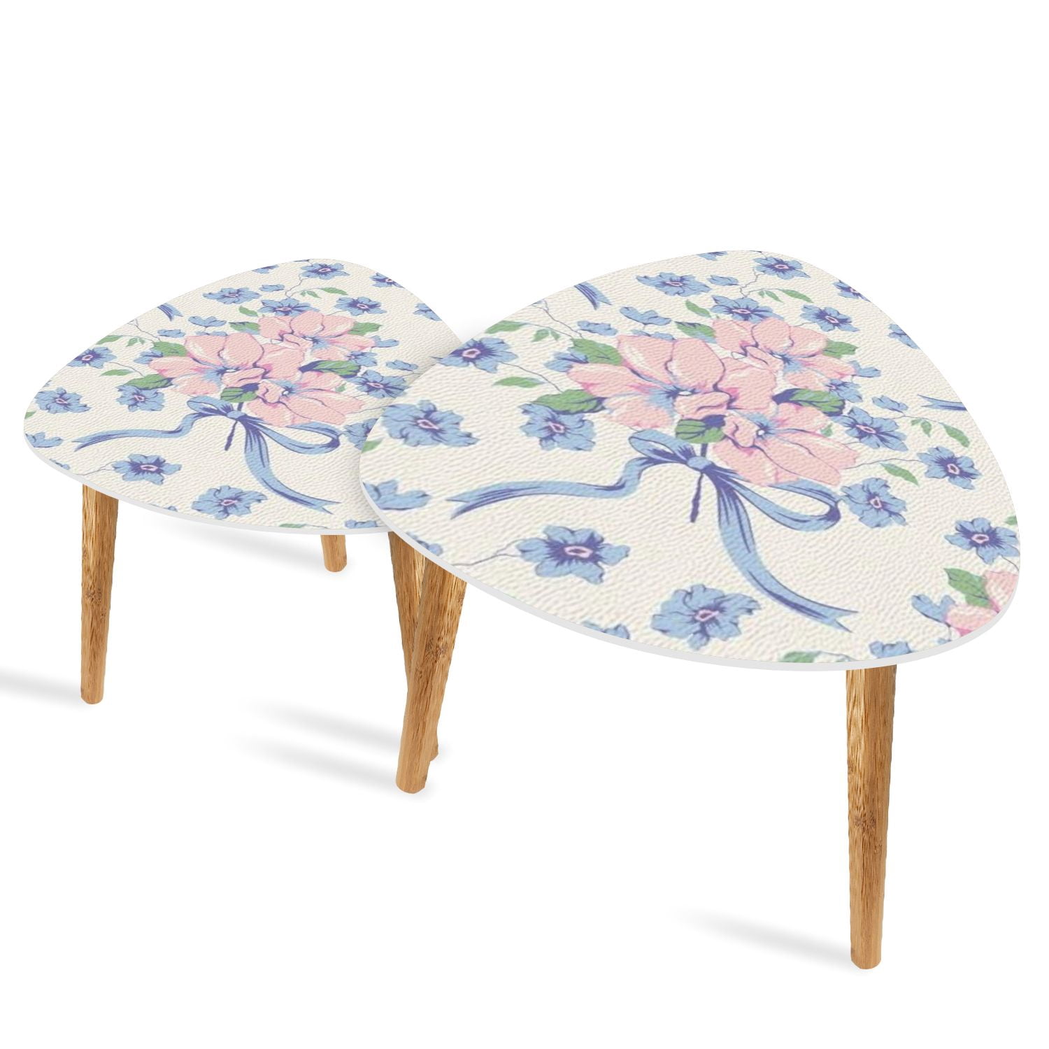 Triangle End Tables Set of 2 coquette flowers pattern Colorful seamless ...