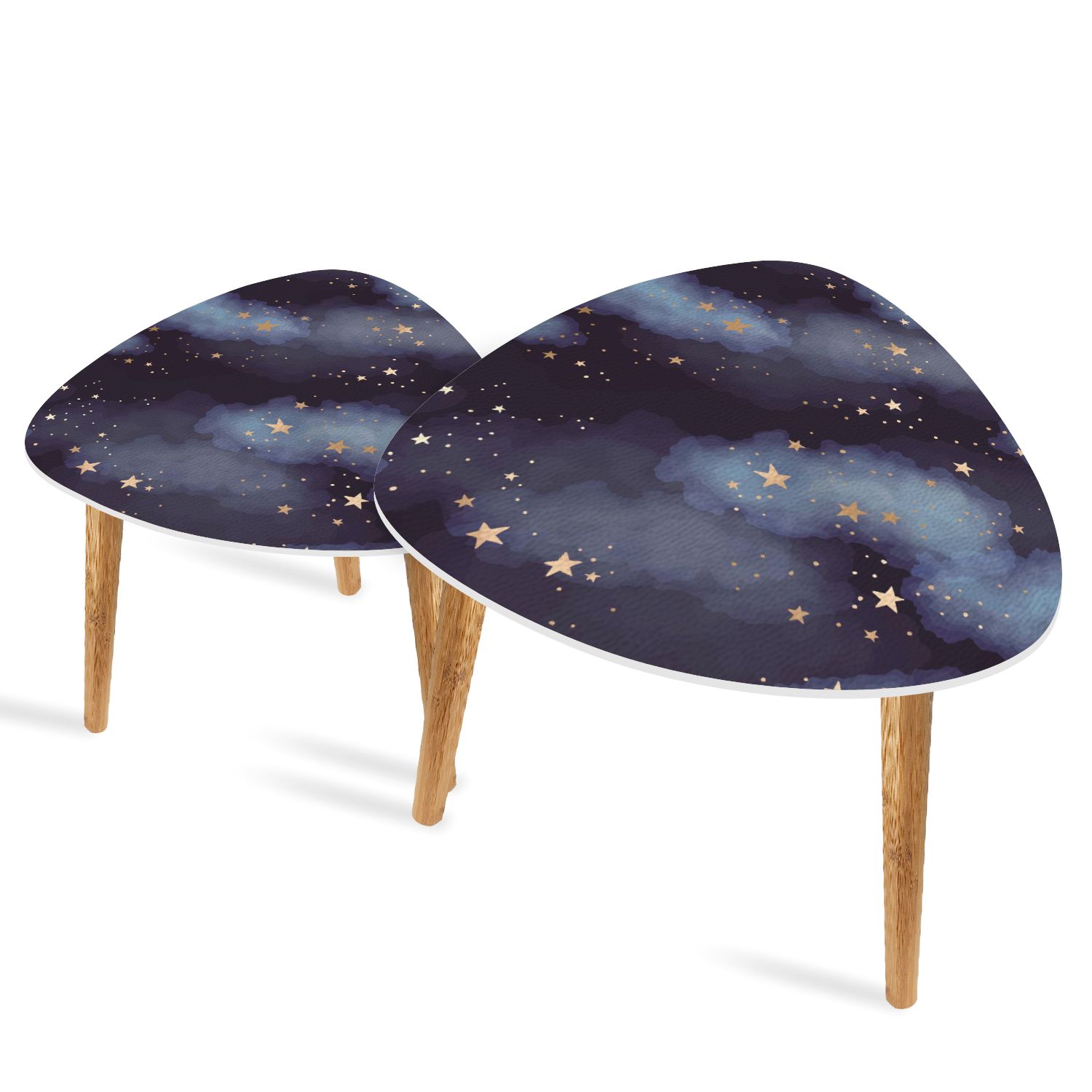 Triangle End Tables Set of 2 dark blue seamless pattern gold foil ...
