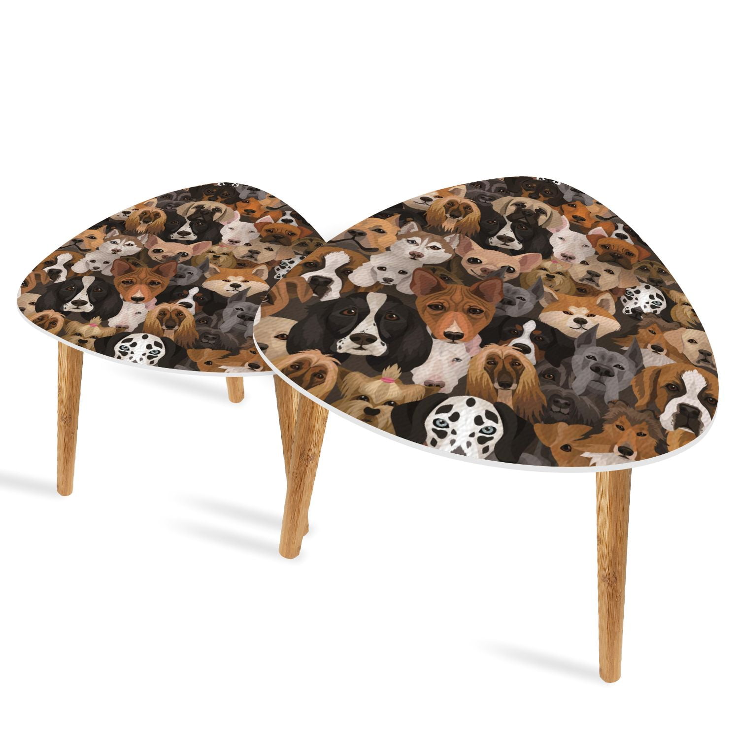 Triangle End Tables Set of 2 dogs different breeds seamless pattern ...
