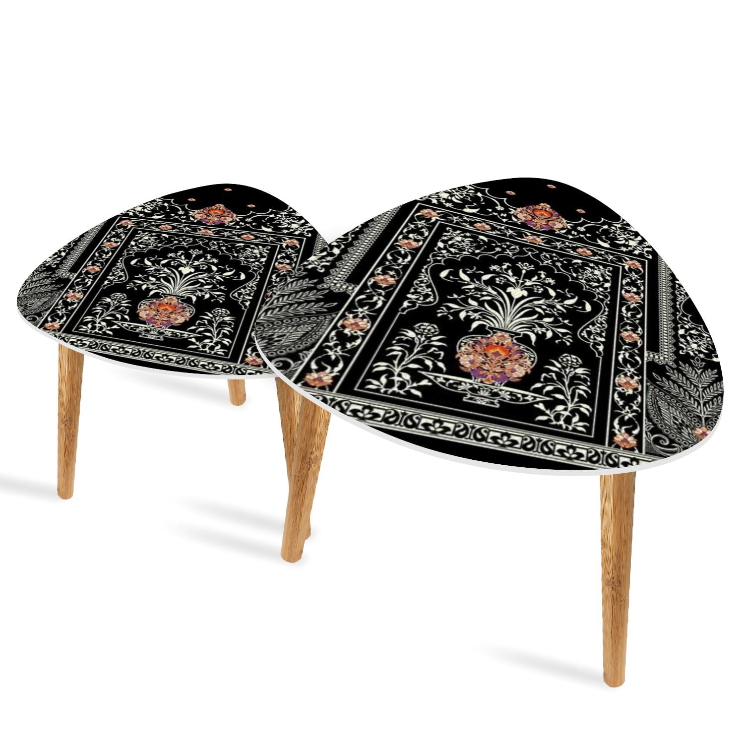Triangle End Tables Set of 2 ethnic design paisley motif shirt dupatta ...
