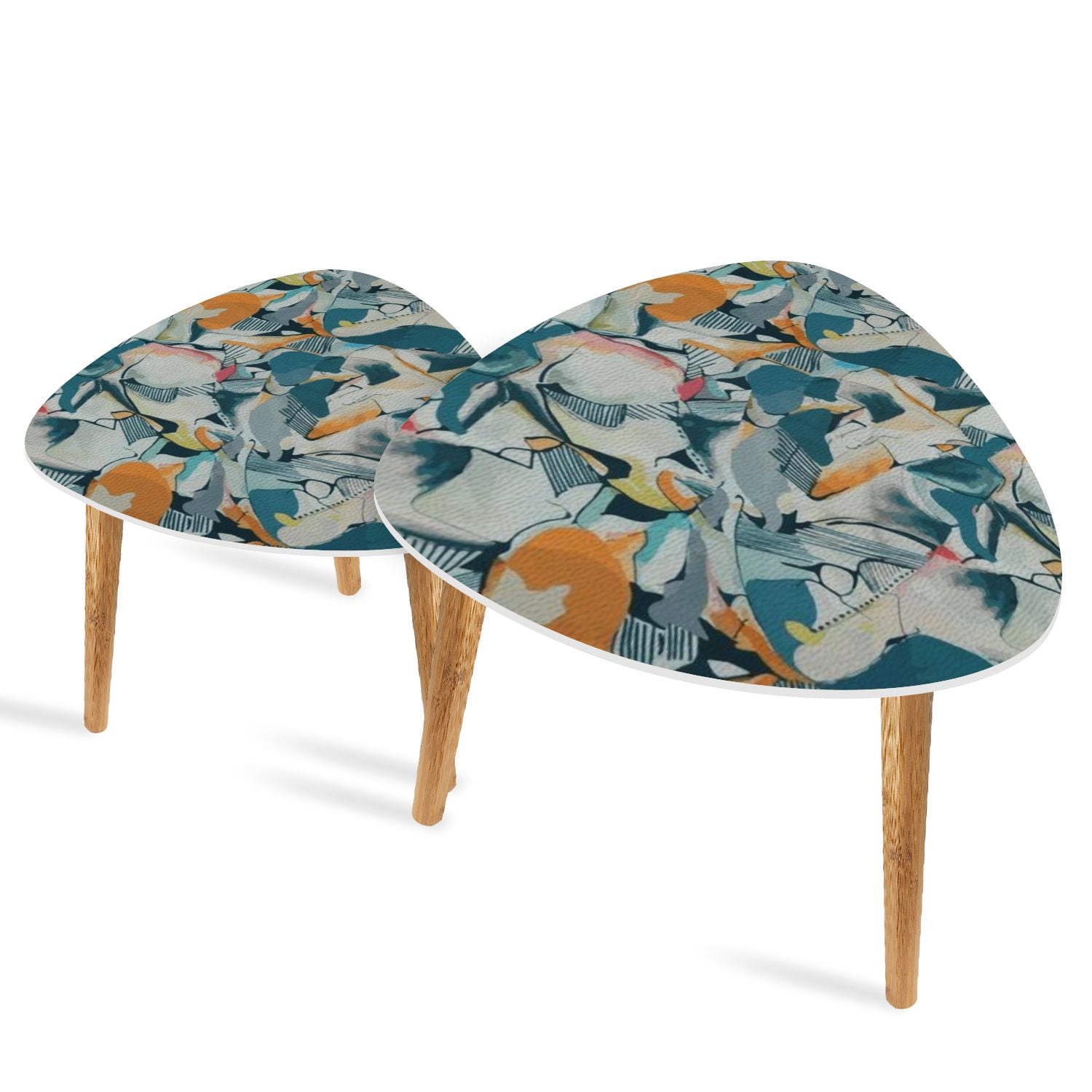 Triangle End Tables Set of 2 fancy allover pattern seamless floral ...