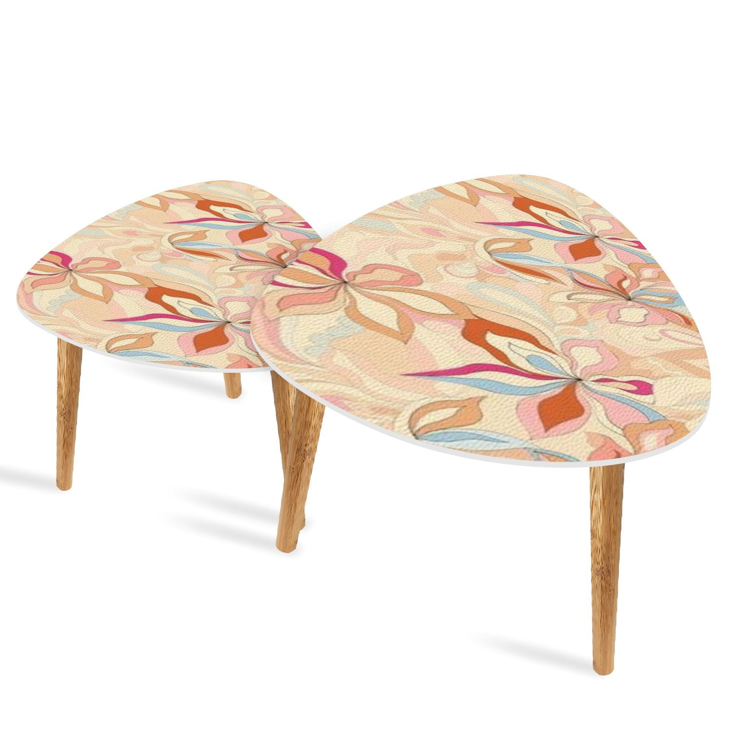 Triangle End Tables Set of 2 fancy allover pattern seamless floral ...