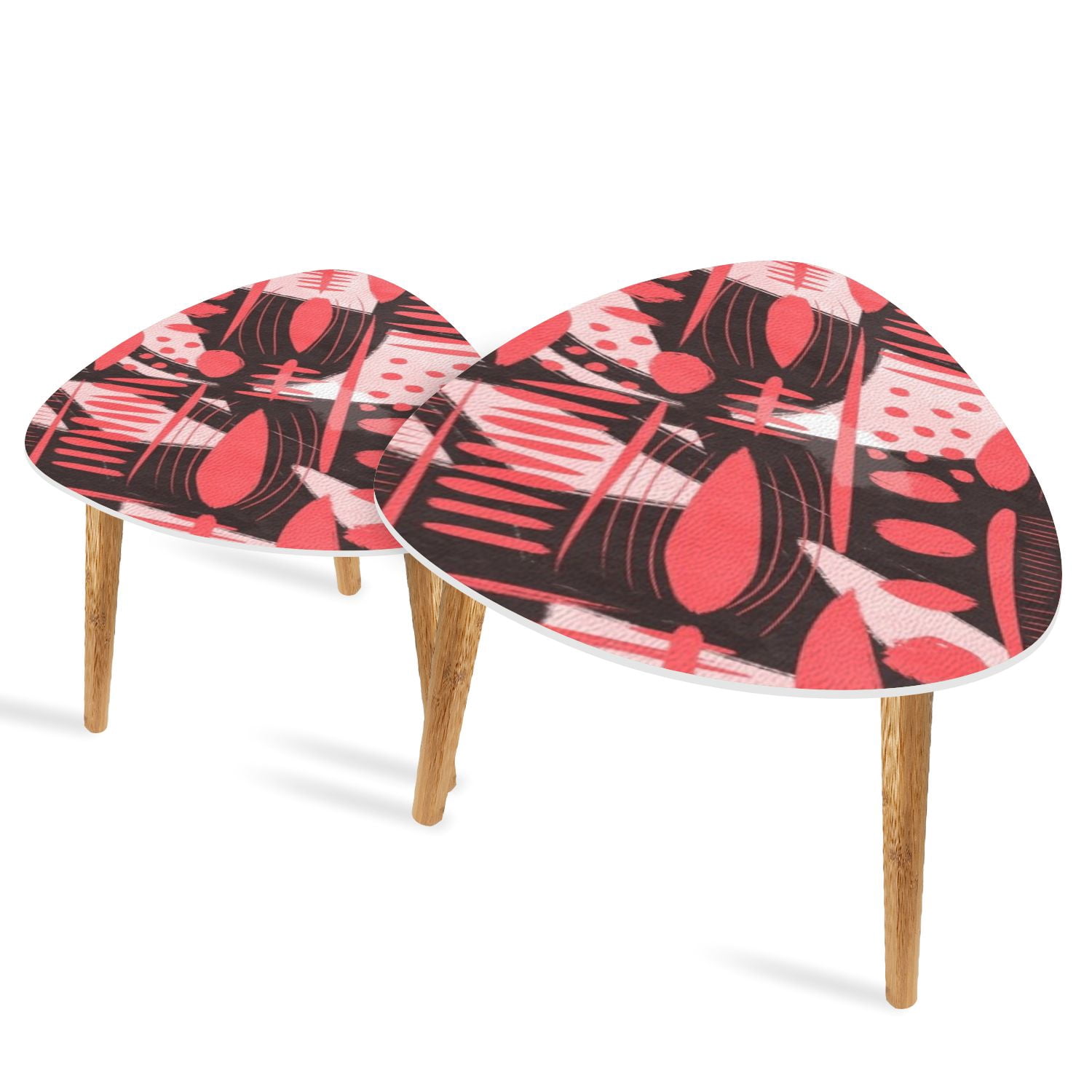 Triangle End Tables Set of 2 This features an abstract minimalistic ...