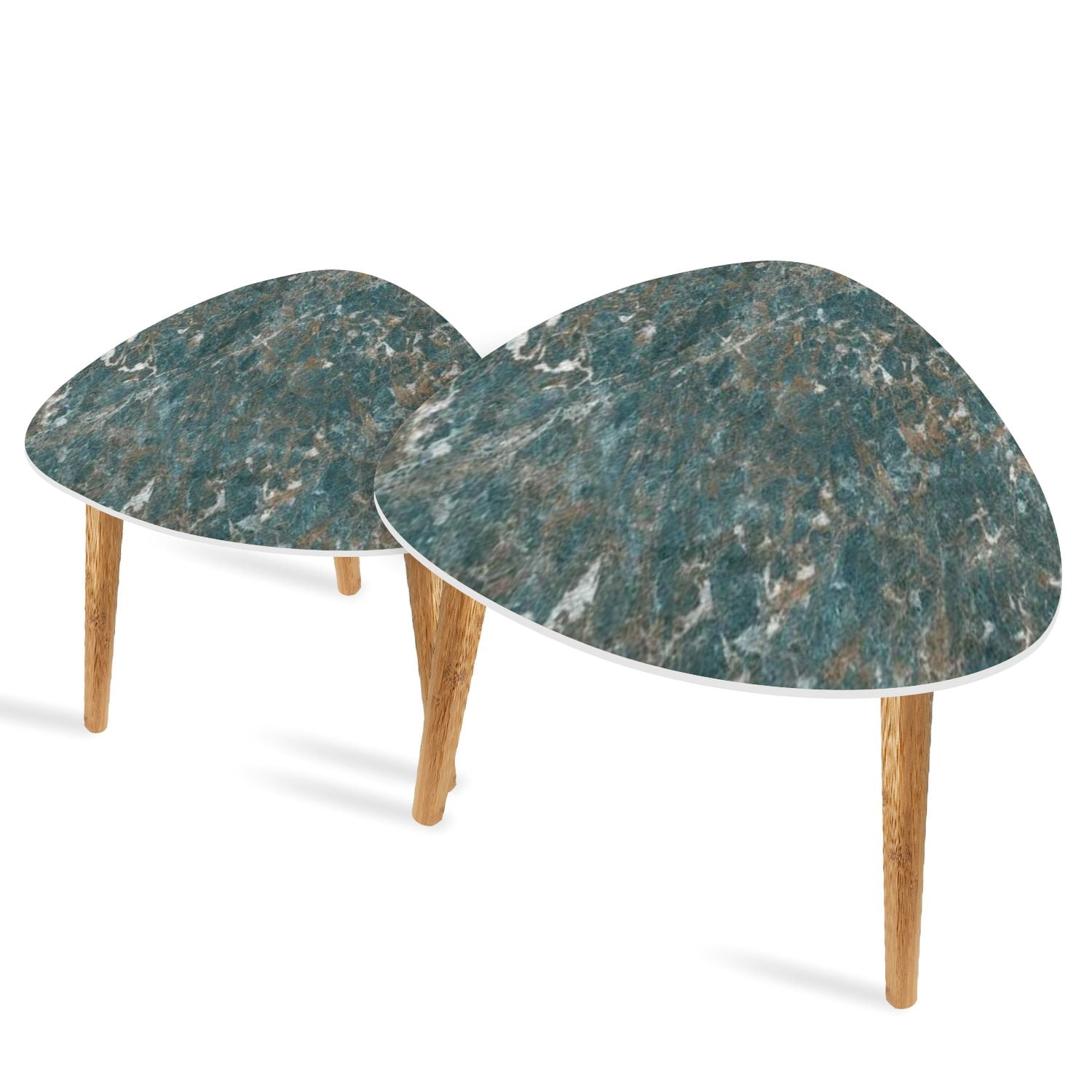 Triangle End Tables Set of 2 italian dark emprador marble texture ...